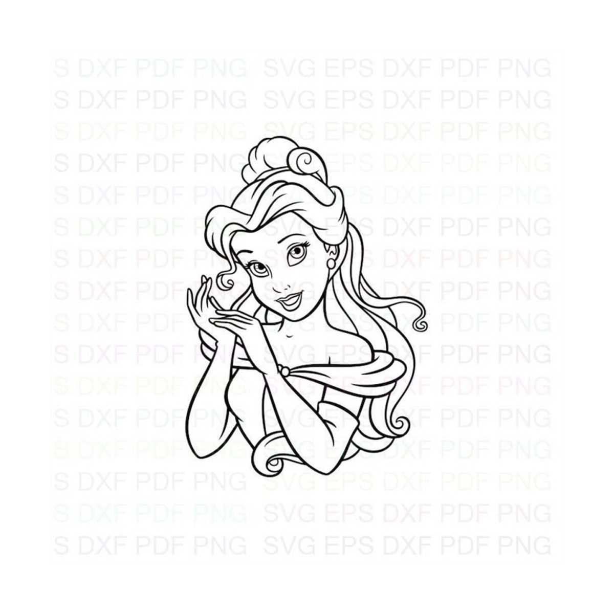 Belle_Beauty_and_the_Beast Outline Svg Dxf Eps Pdf Png, Cric | Inspire ...