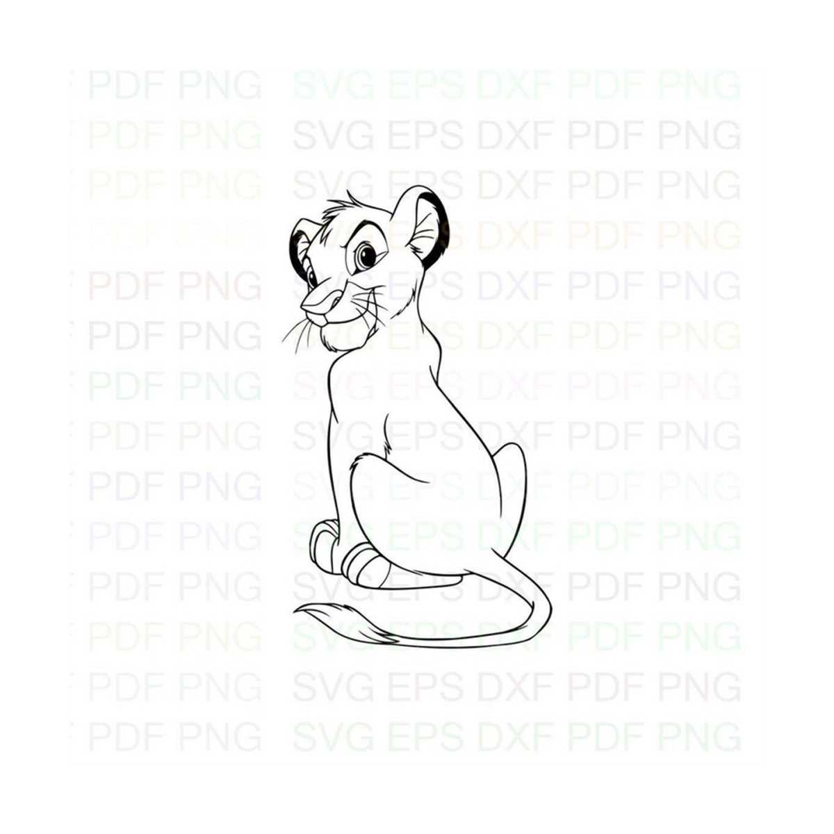 The_Lion_King_Simba Outline Svg Dxf Eps Pdf Png, Cricut, Cut - Inspire ...