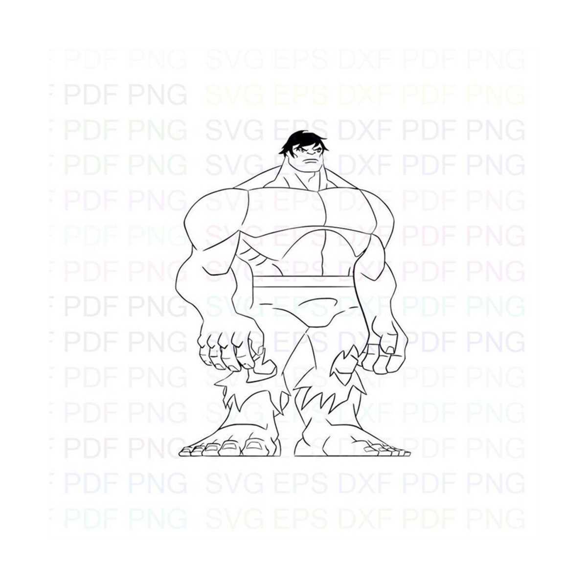 The_Incredible_Hulk Outline Svg Dxf Eps Pdf Png, Cricut, Cut | Inspire ...