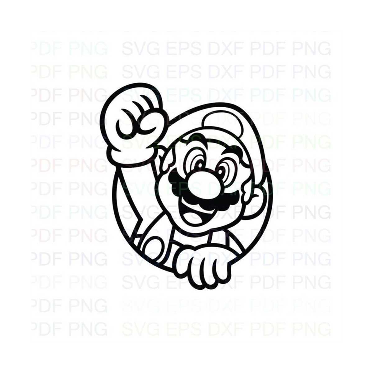 Super_Mario_Bros_waving_his_hand_Through_a_Circle_2 Outline | Inspire ...