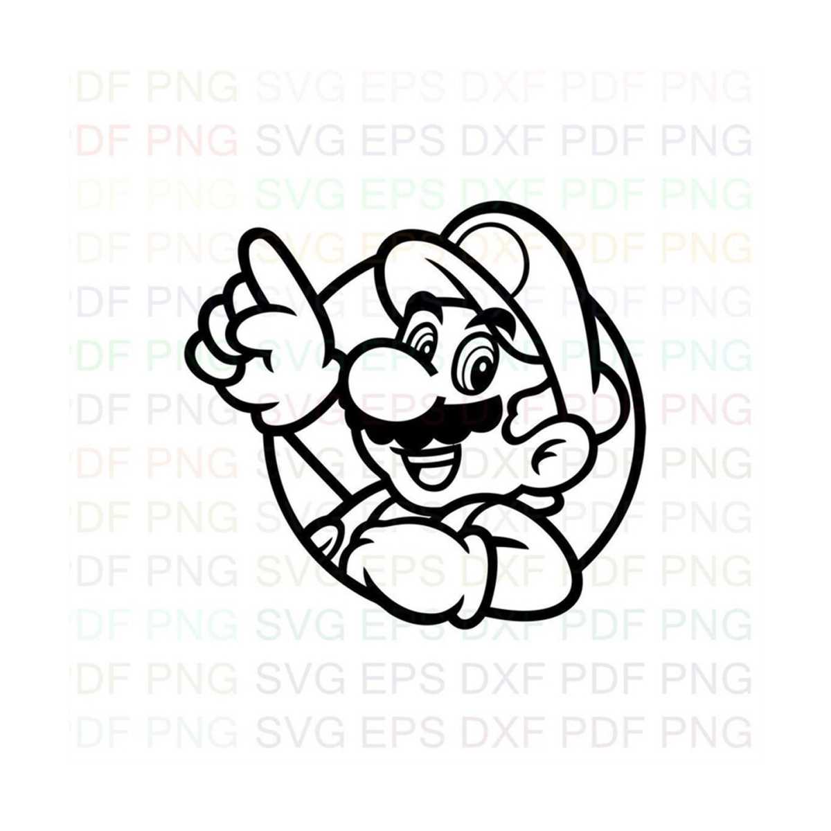 Super_Mario_Bros_waving_his_hand_Through_a_Circle Outline Sv - Inspire ...