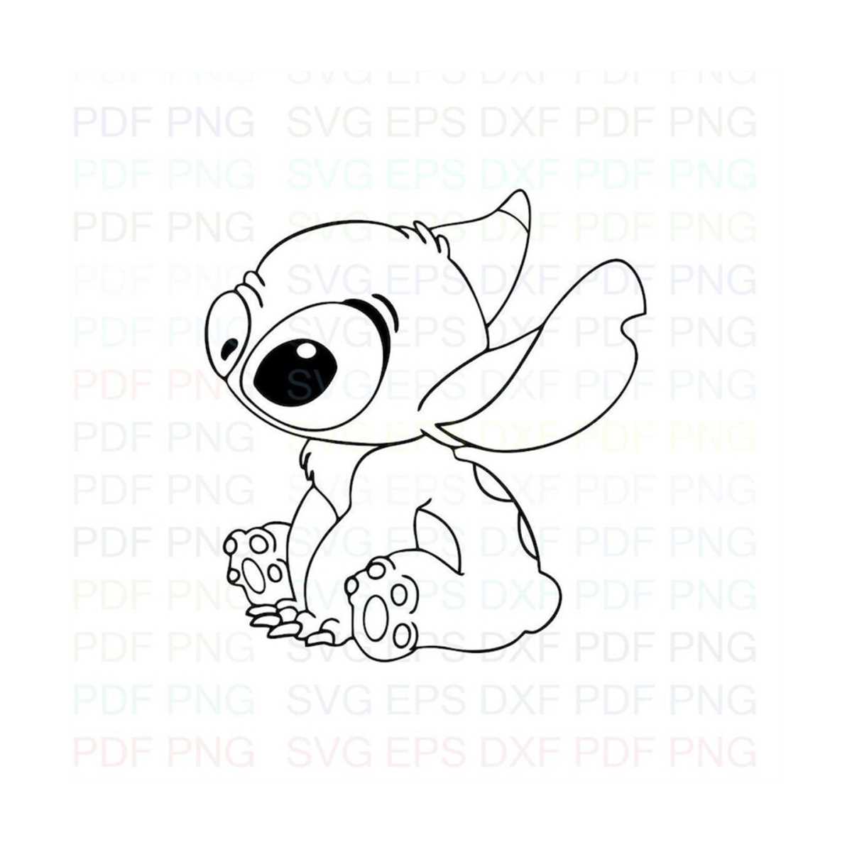 Stitch_Looking_for_one_side_Lilo_and_Stitch_Left Outline Svg - Inspire ...