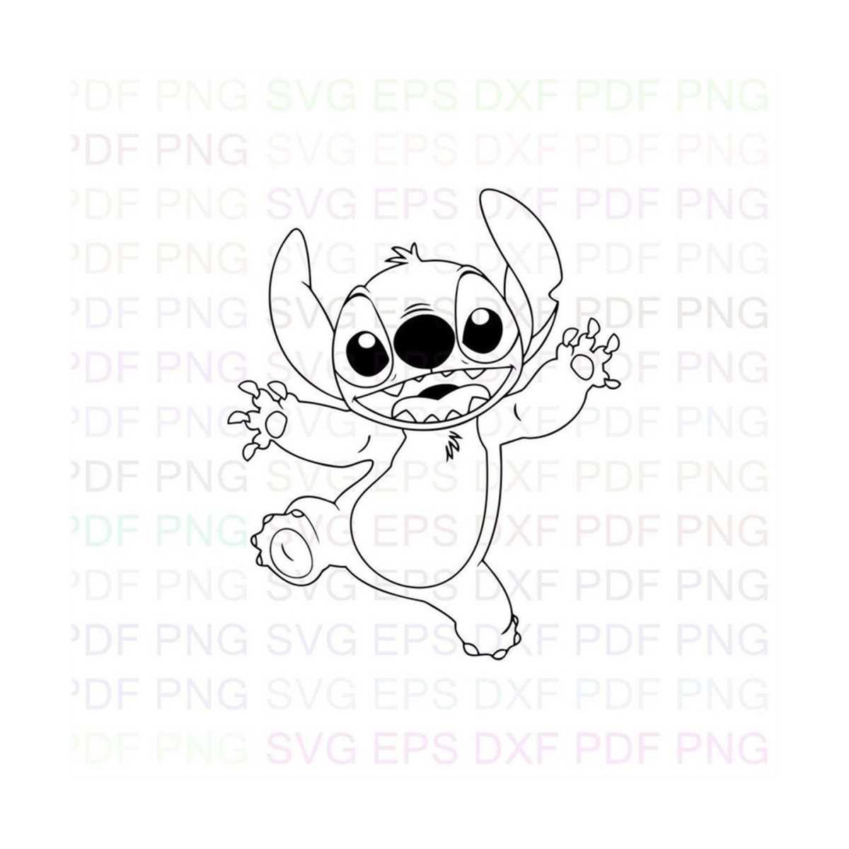 Stitch_Lilo_and_Stitch_Very_Happy Outline Svg Dxf Eps Pdf Pn | Inspire ...
