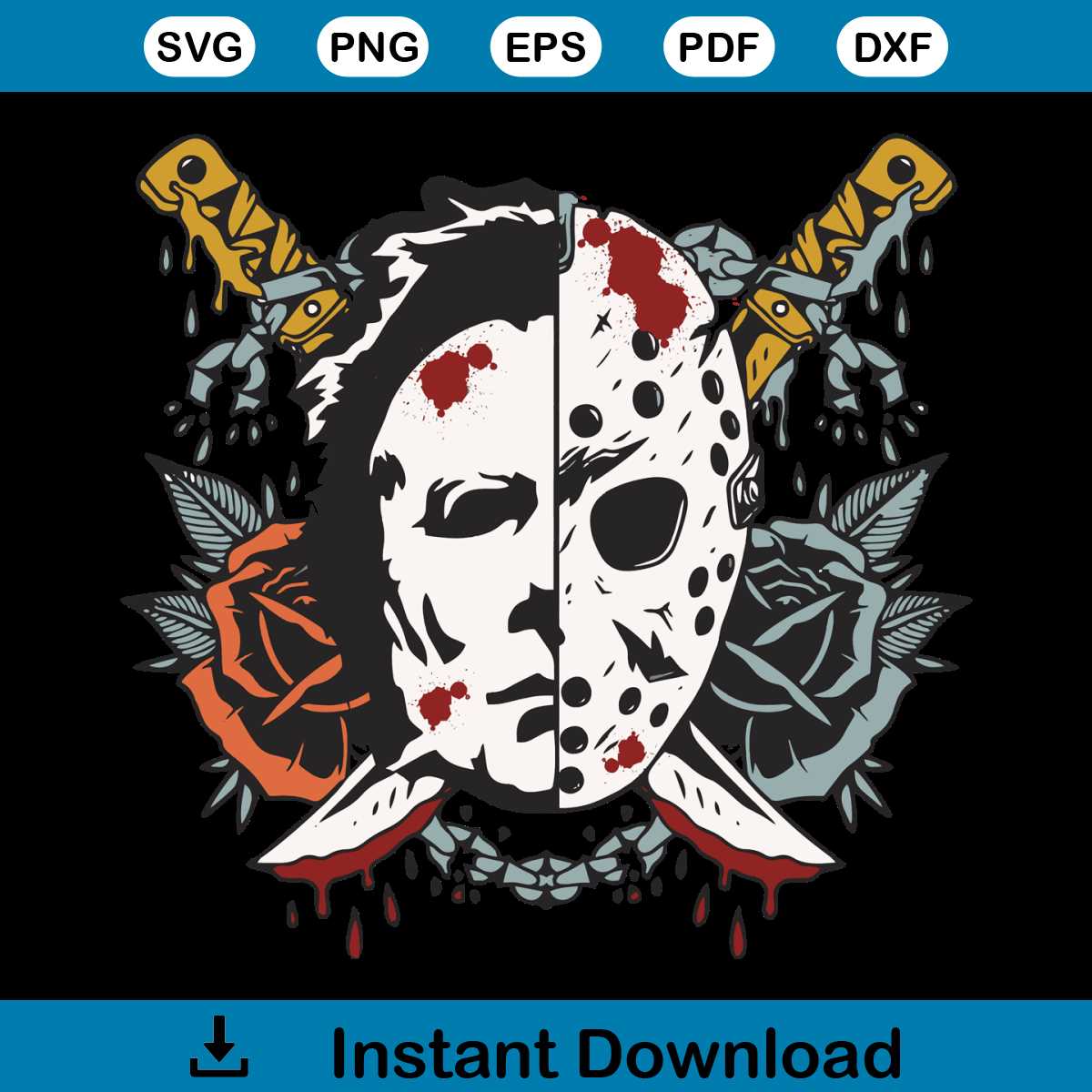 Vintage Floral Horror Movie Character Ghost Mask Svg File | Inspire Uplift