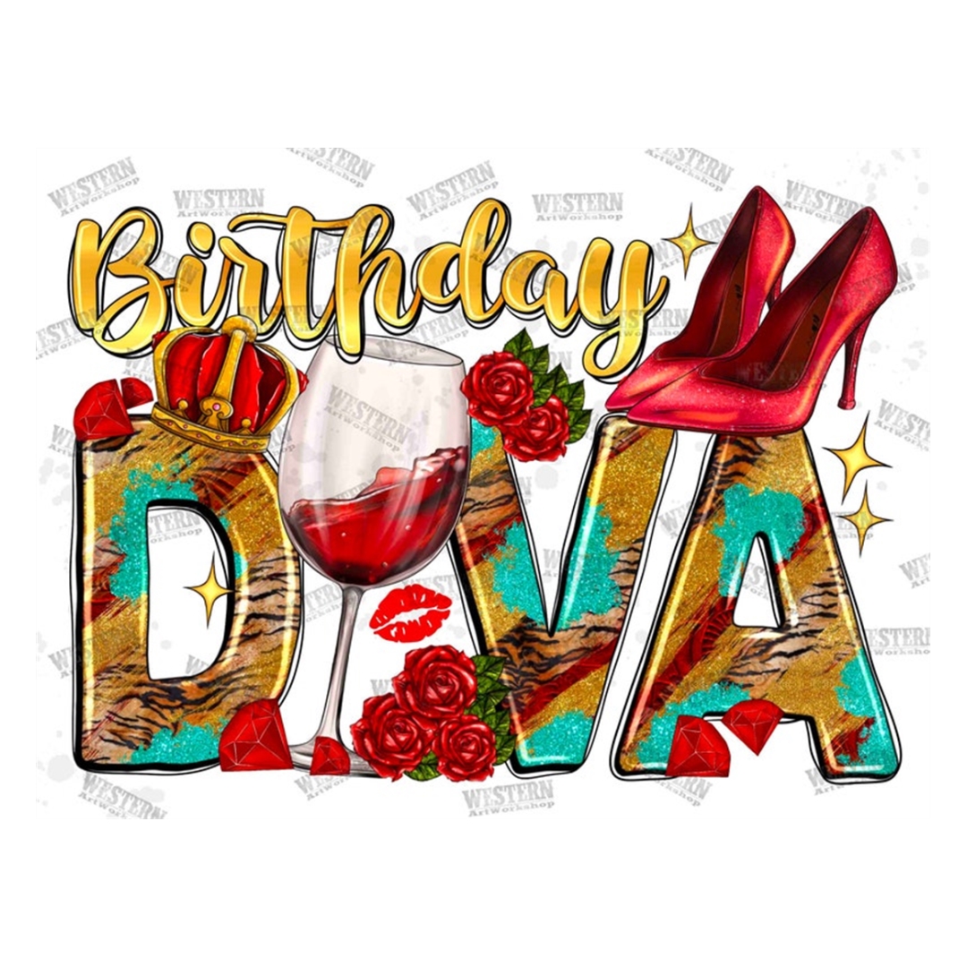 Birthday diva png sublimation design download, birthday part | Inspire ...