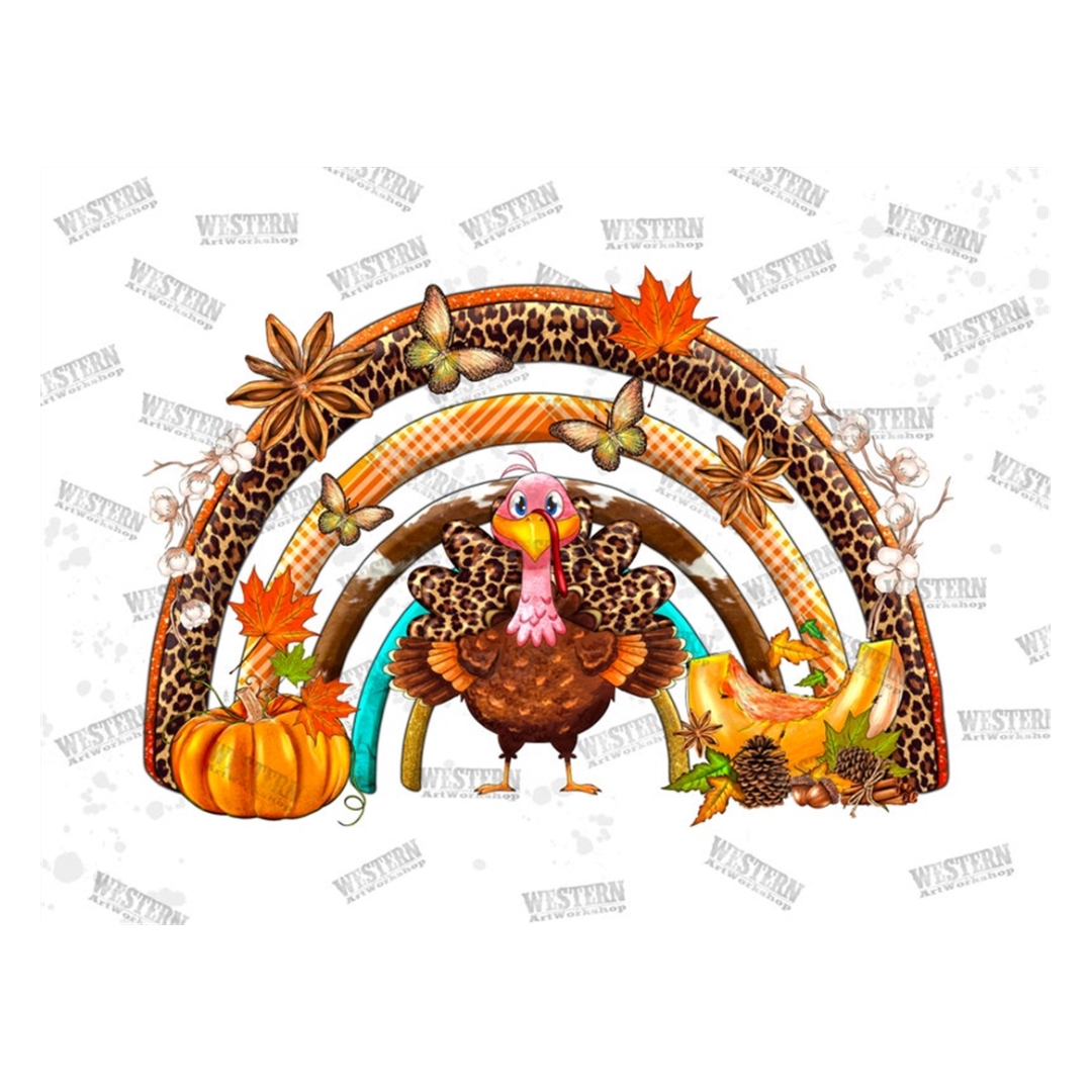 Fall Turkey Rainbow Png, Fall Png Sublimation Design, Thankf | Inspire ...