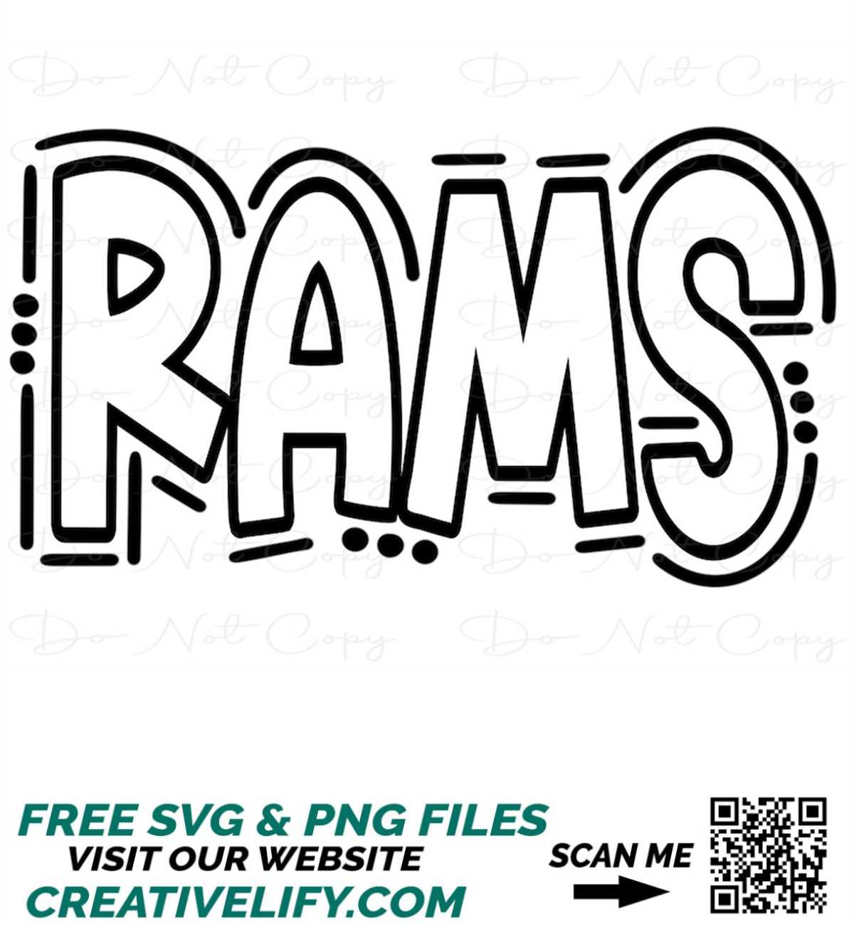 RAMS - Doodle Letters Transparent Background - Sublimation P - Inspire ...