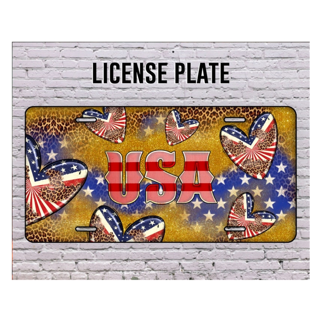 USA Gold Glitter License Plate,Western USA License Plate Png | Inspire ...