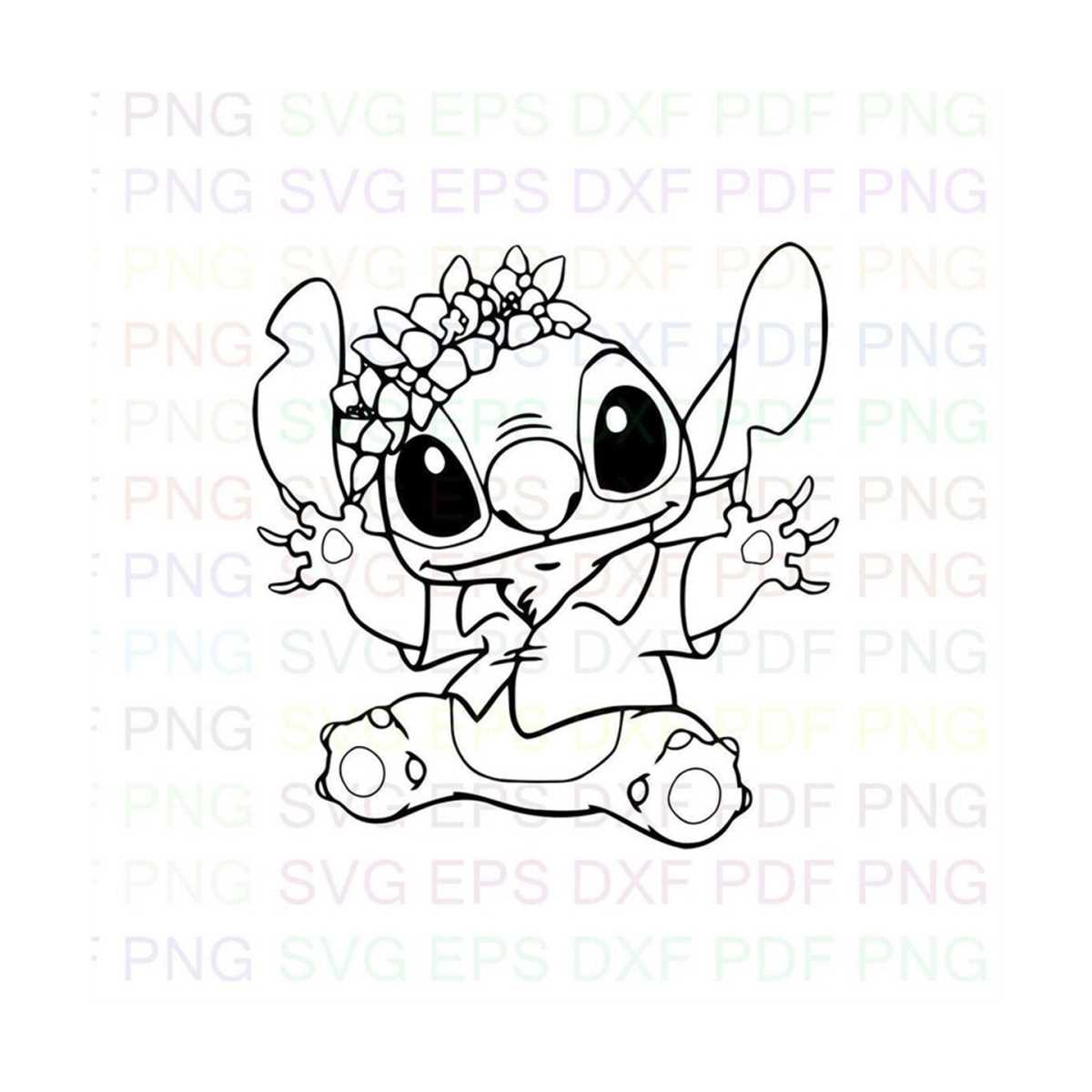 Stitch_Shirt_in_Hawaiian_Lilo_and_Stitch Outline Svg Dxf Eps | Inspire ...