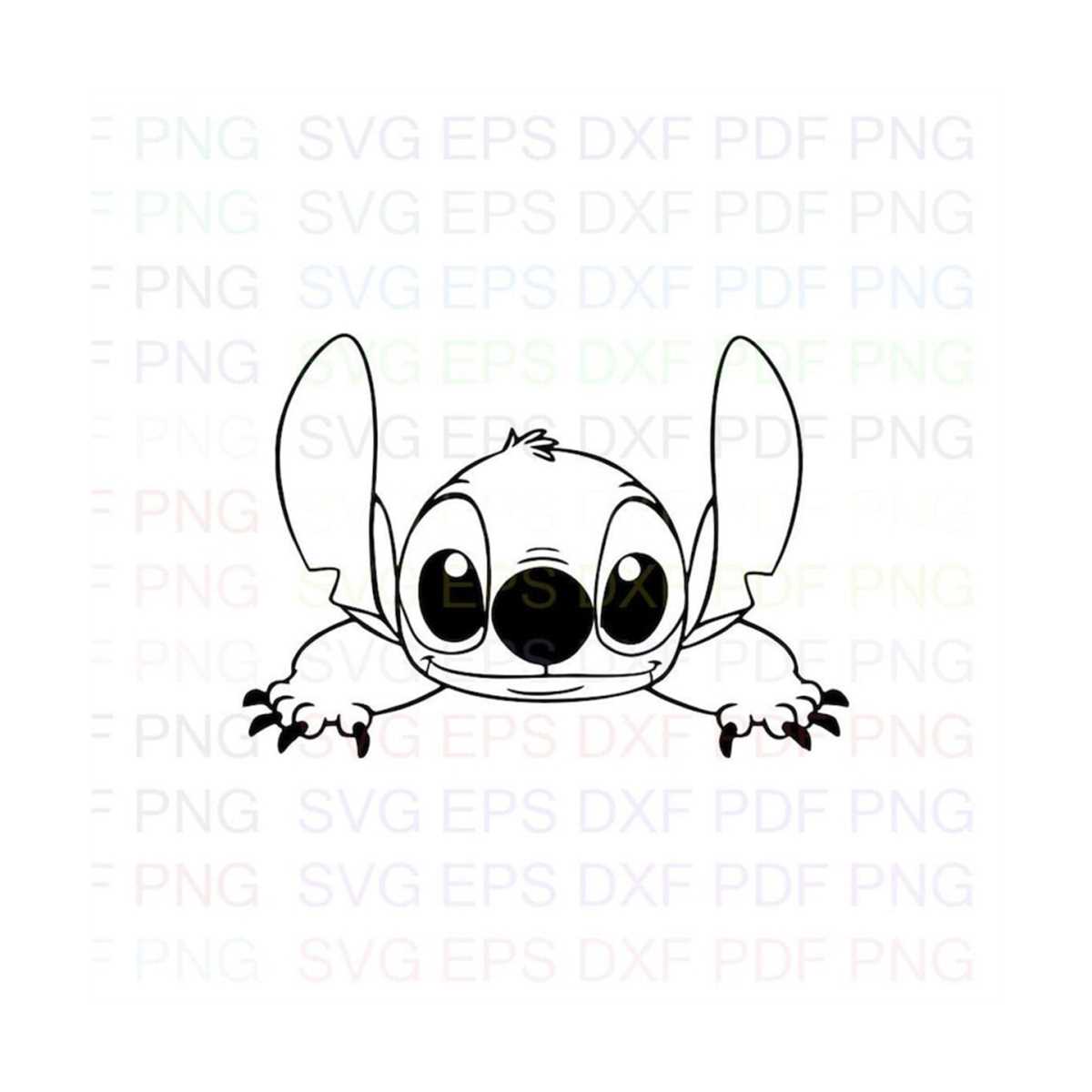 Stitch_Peeking_Lilo_and_Stitch Outline Svg Dxf Eps Pdf Png, | Inspire ...