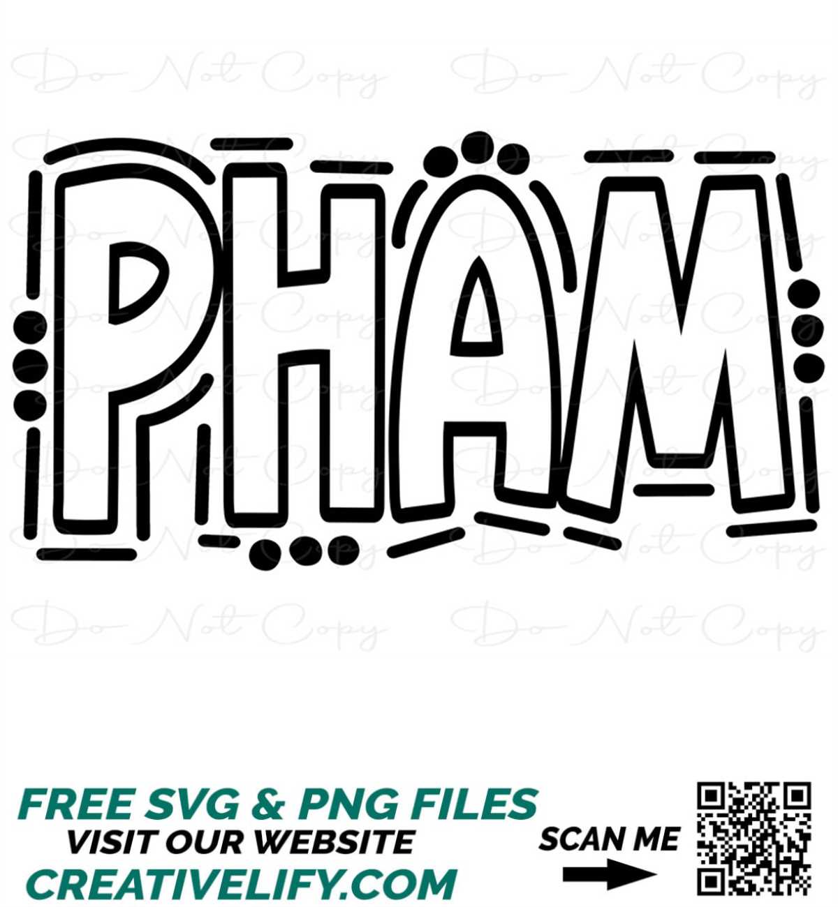 PHAM - Last Name Doodle Word - Transparent - Sublimation PNG - Inspire ...