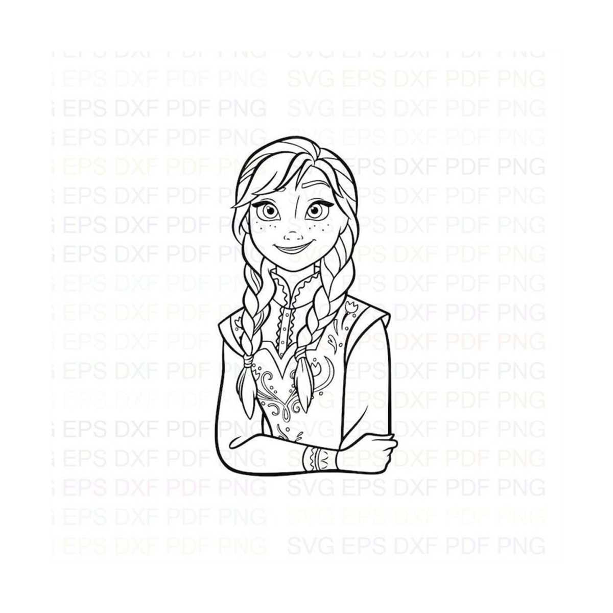 Anna_Frozen Outline Svg Dxf Eps Pdf Png, Cricut, Cutting fil | Inspire ...