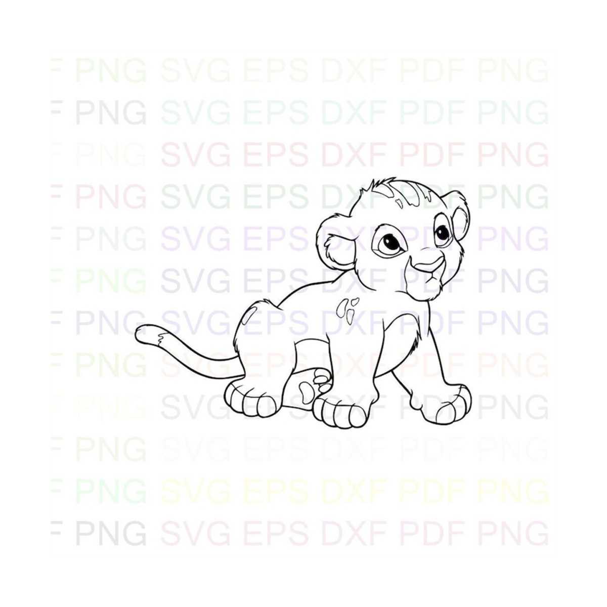 Simba_baby_The_Lion_King Outline Svg Dxf Eps Pdf Png, Cricut | Inspire ...