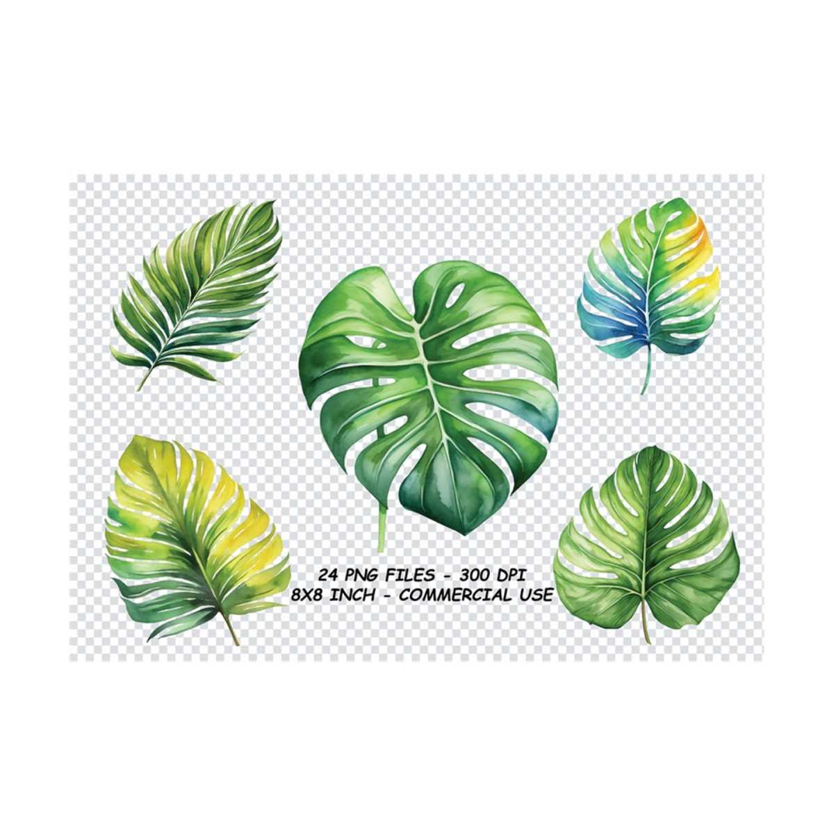 WATERCOLOR TROPICAL LEAVES Clipart, Watercolor Tropical Leav | Inspire ...