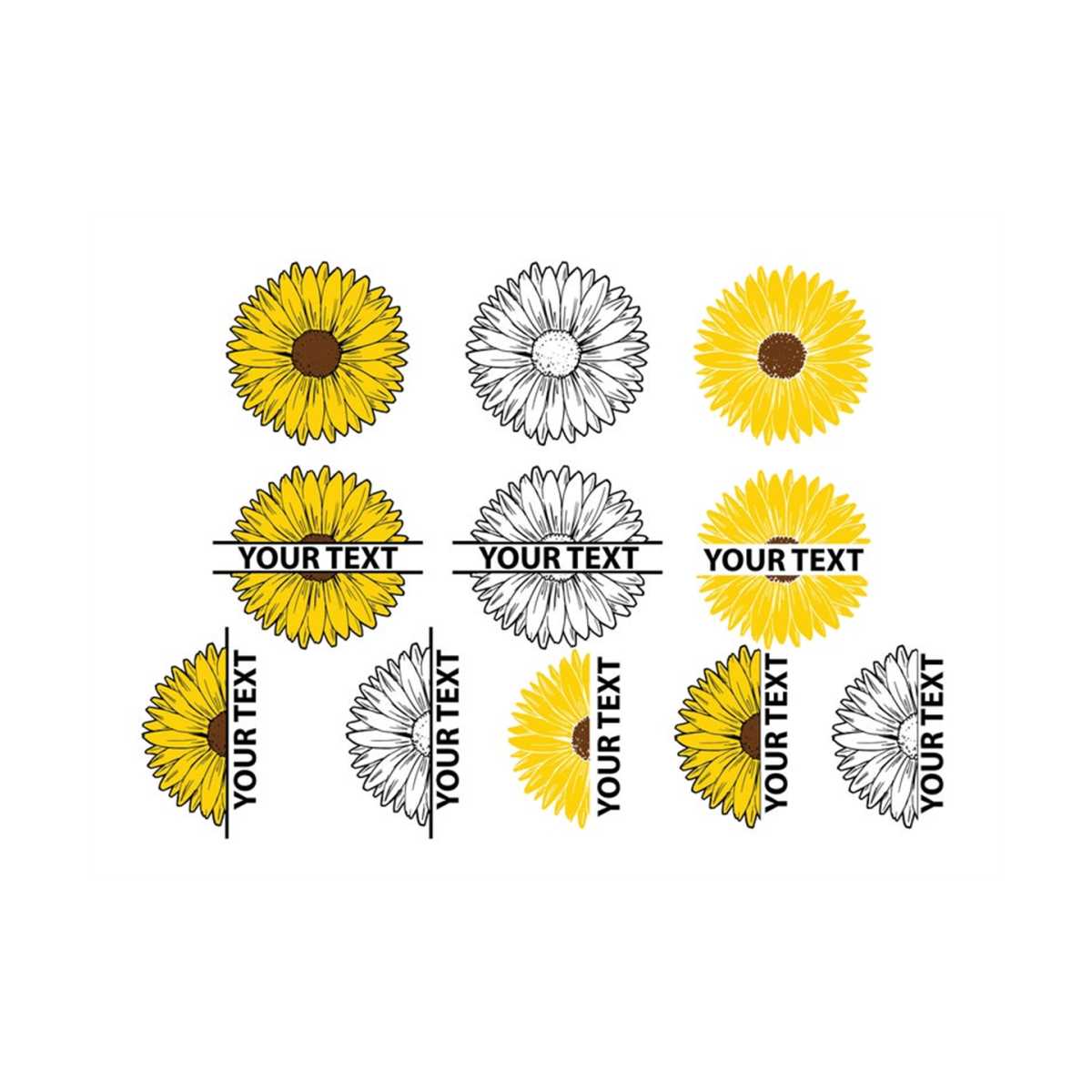 SUNFLOWER SVG, Half SUNFLOWER Svg, Sunflower monogram svg, S | Inspire ...