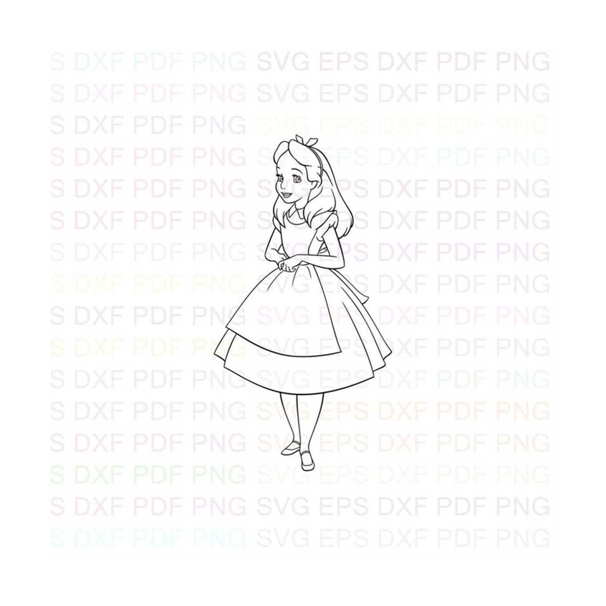 Alice_Wonderland_0004 Outline Svg Dxf Eps Pdf Png, Cricut, C | Inspire ...