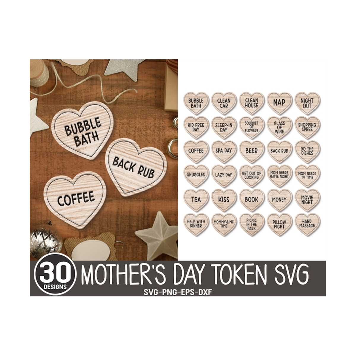 30 Mother's Day Heart Token SVG, Token Laser Cut File, Mothe | Inspire ...