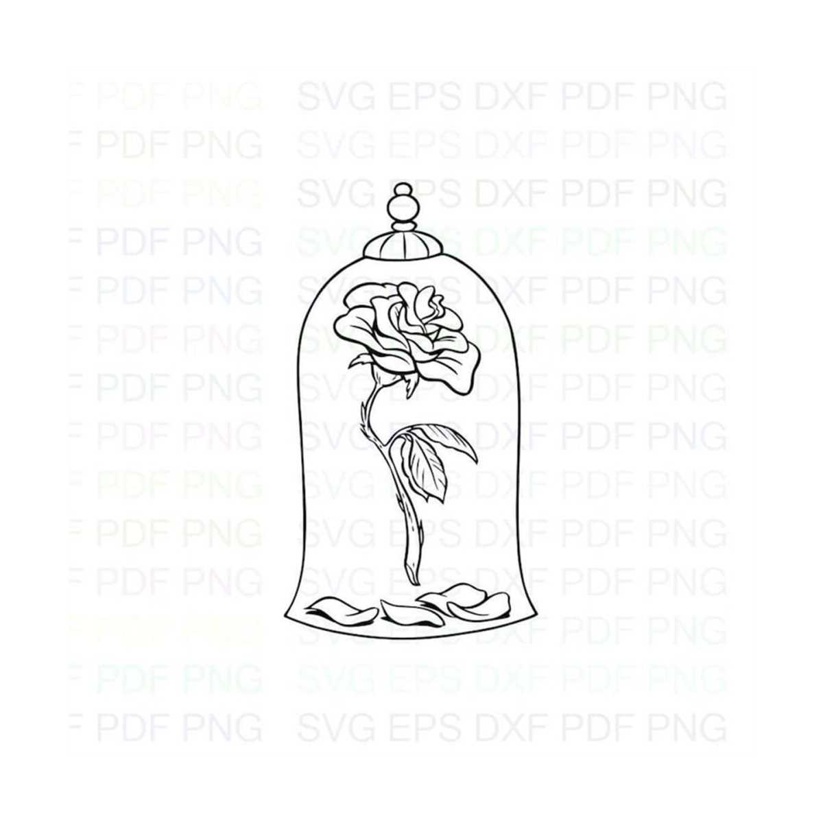 Rose_1_Beauty_and_the_Beast Outline Svg Dxf Eps Pdf Png, Cri | Inspire ...