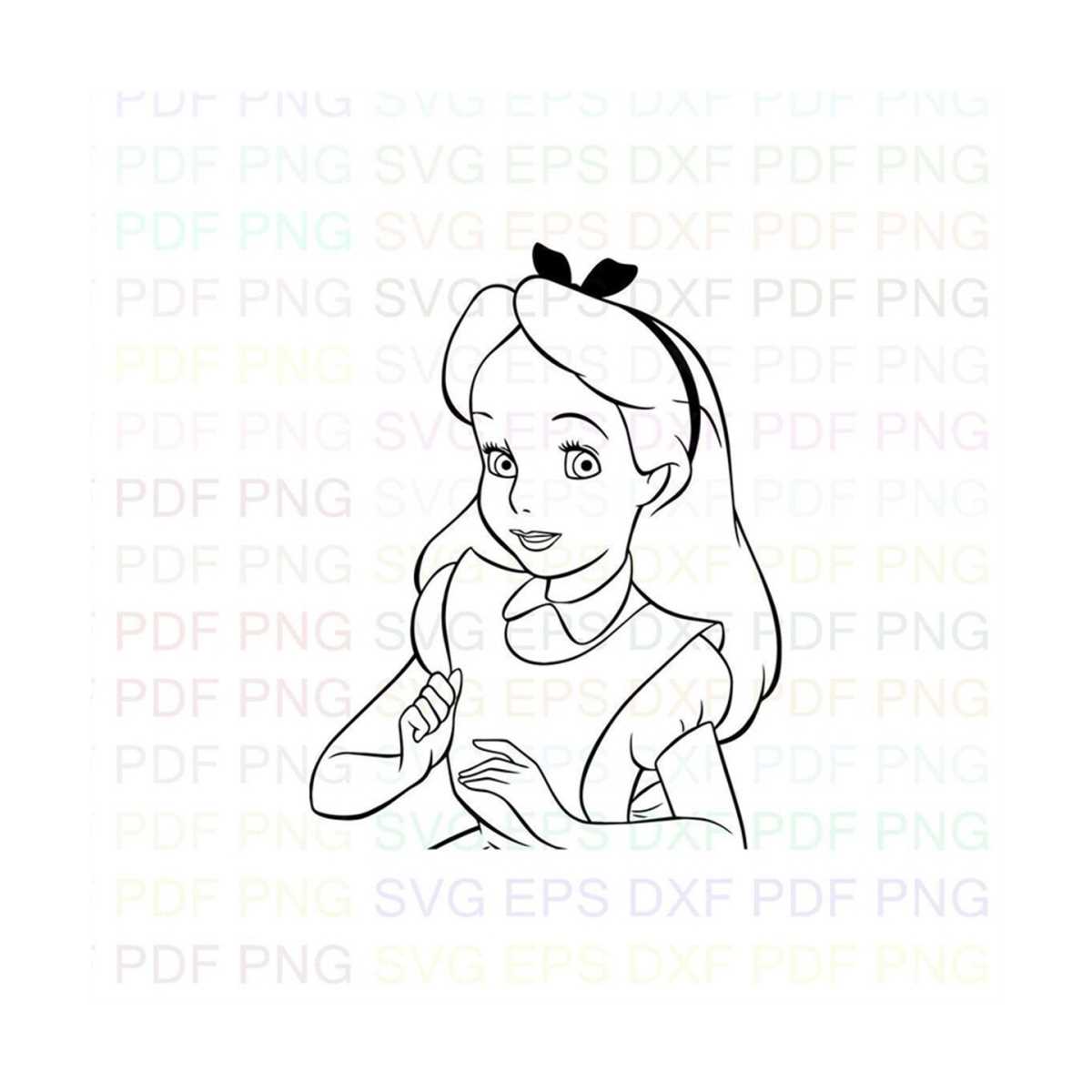 Alice_Wonderland_0031 Outline Svg Dxf Eps Pdf Png, Cricut, C - Inspire ...