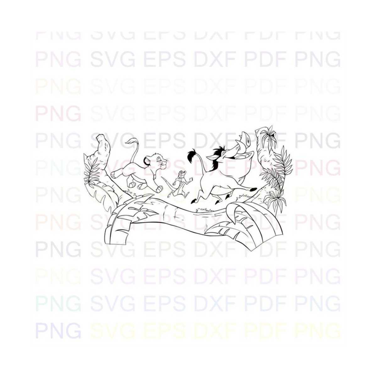 Pumbaa_Timon_and_Pumbaa_7 Outline Svg Dxf Eps Pdf Png, Cricu - Inspire ...