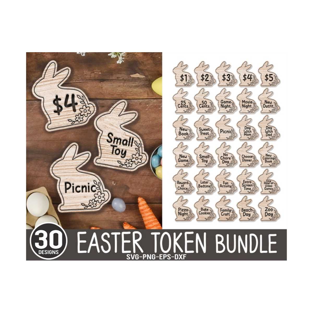30 Redeemable Easter Token SVG, Kids Easter Laser files, Flo | Inspire ...
