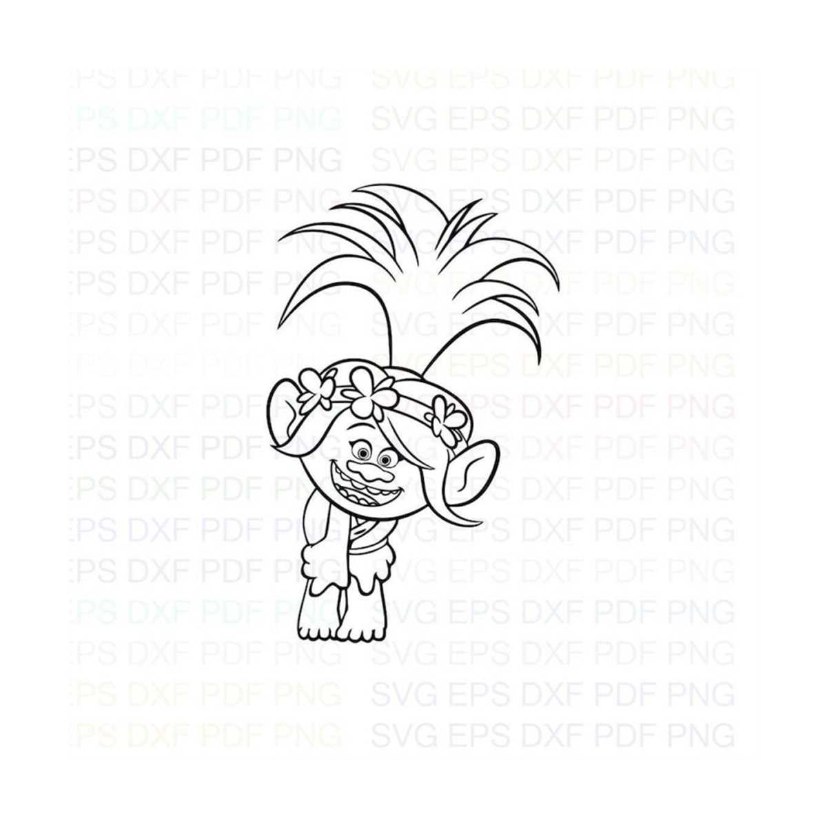 Poppy_bent_Trolls Outline Svg Dxf Eps Pdf Png, Cricut, Cutti | Inspire ...
