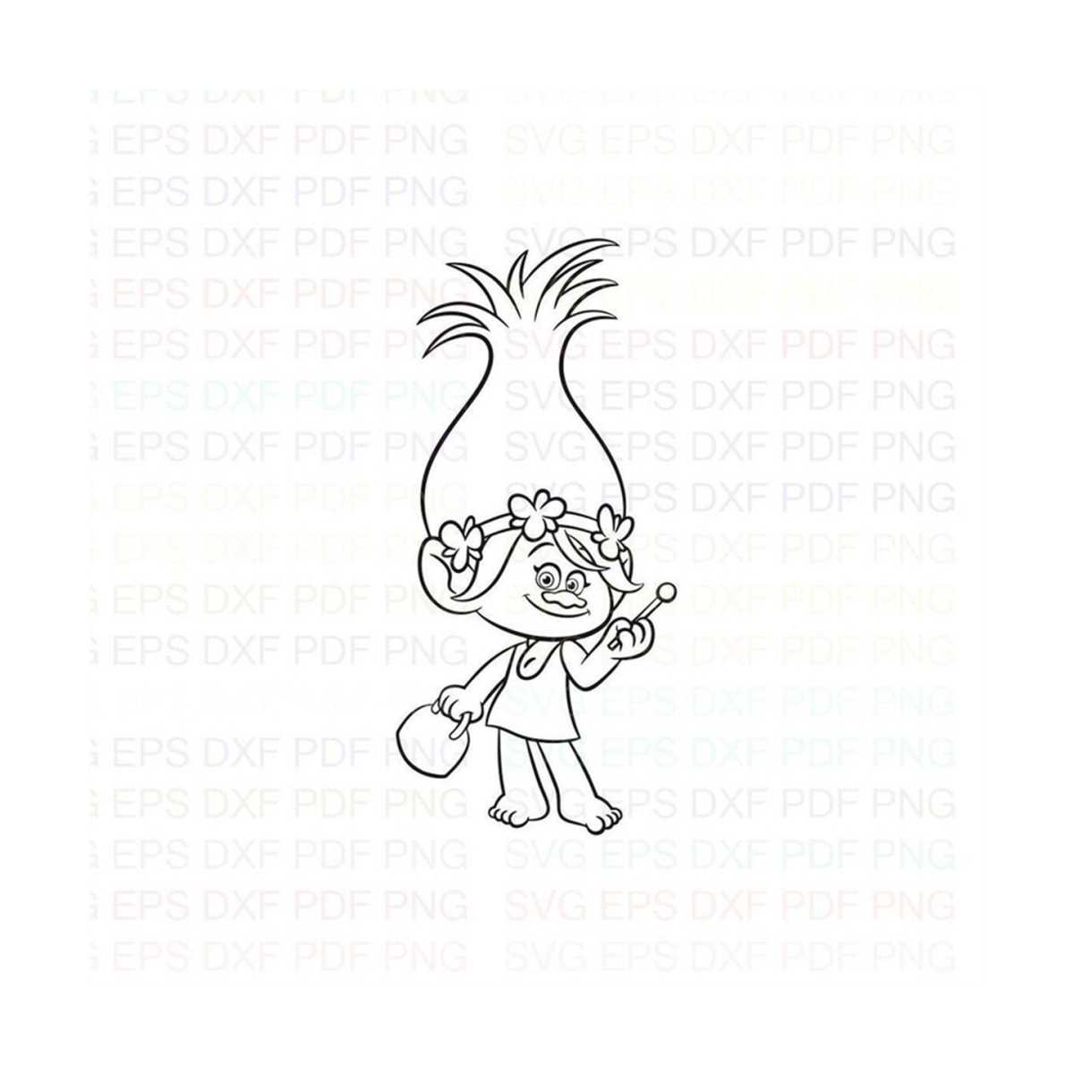 Poppy_Bell_Trolls Outline Svg Dxf Eps Pdf Png, Cricut, Cutti | Inspire ...