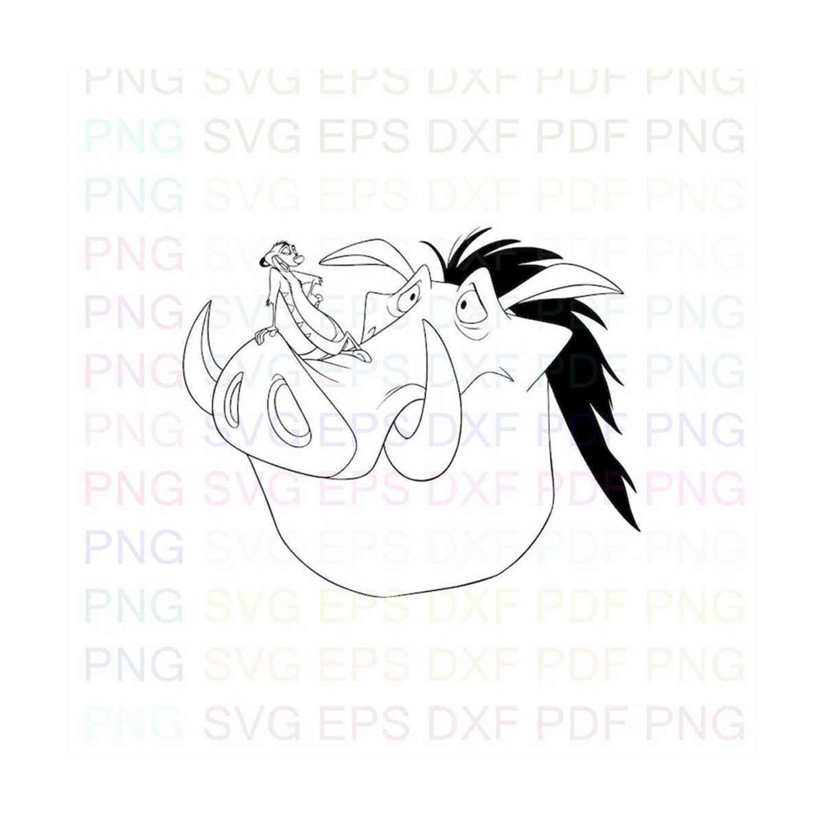 Pumbaa_Timon_and_Pumbaa_8 Outline Svg Dxf Eps Pdf Png, Cricu - Inspire ...