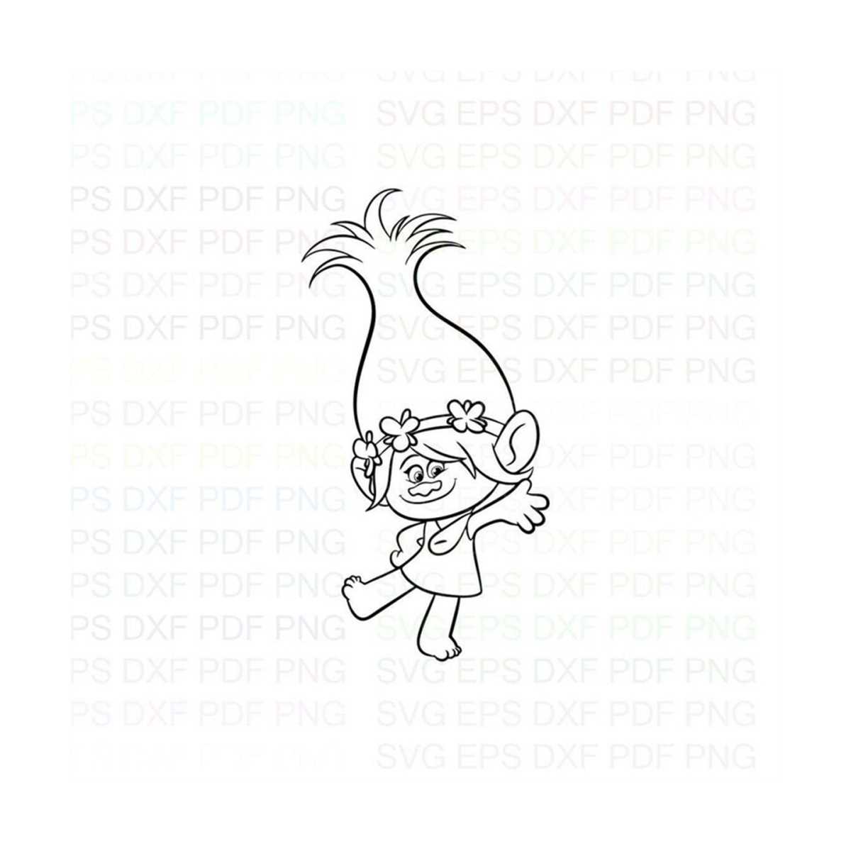 Poppy_Hand_Trolls Outline Svg Dxf Eps Pdf Png, Cricut, Cutti | Inspire ...