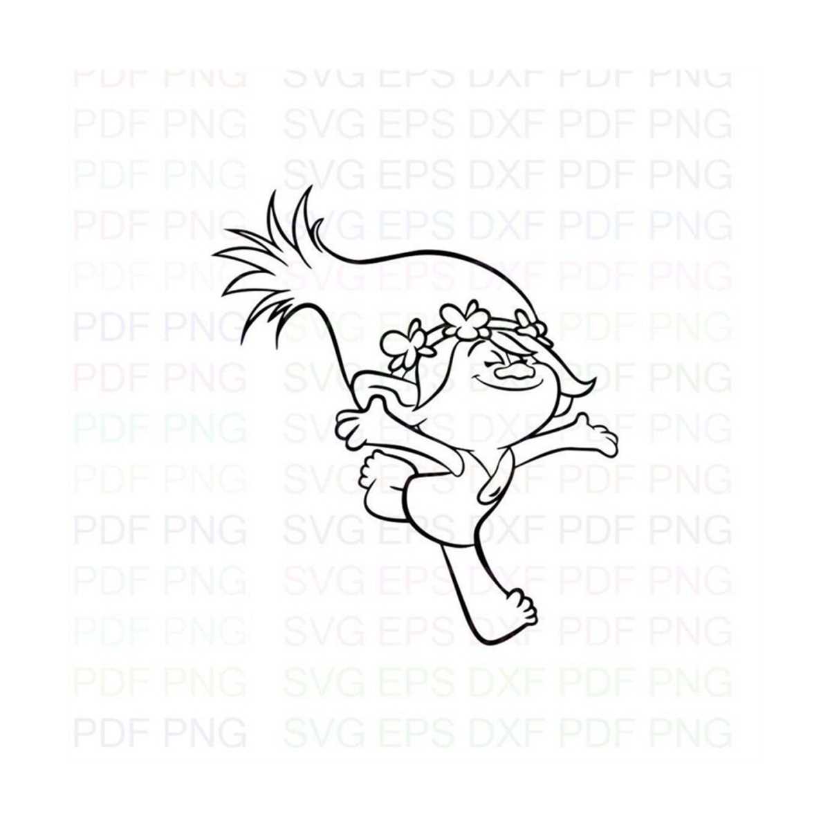 Poppy_Run_Trolls Outline Svg Dxf Eps Pdf Png, Cricut, Cuttin | Inspire ...