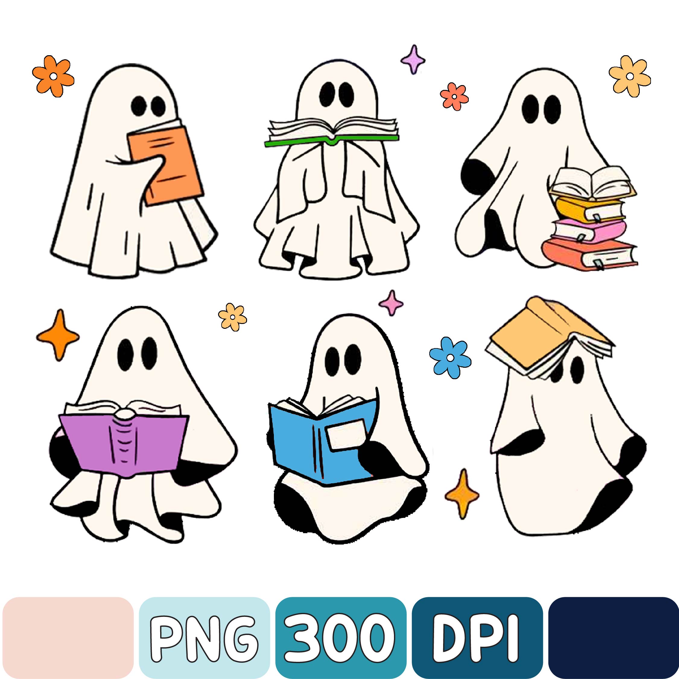Ghost Reading Books Png, Bookish Halloween Png, Halloween Te | Inspire ...