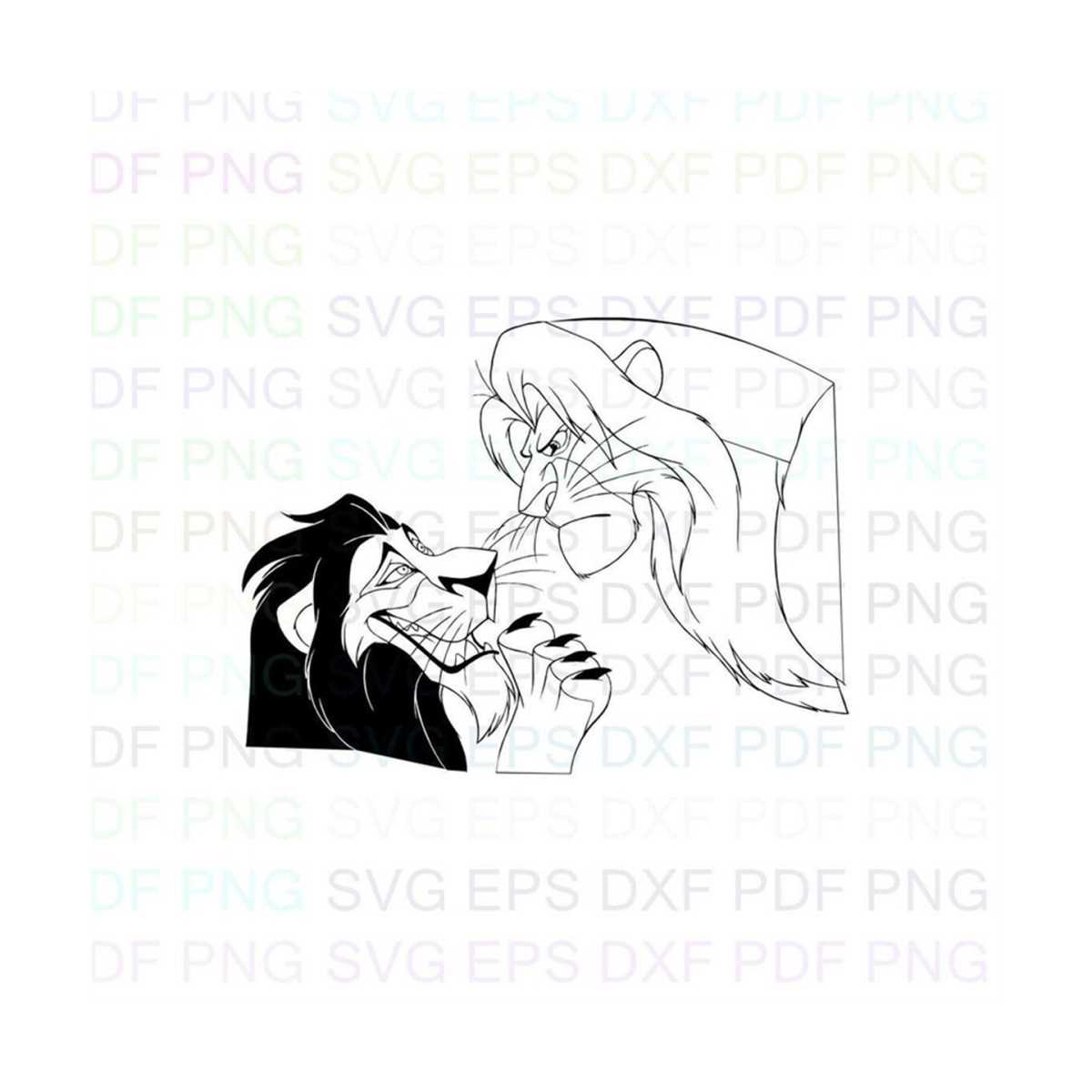 mufasa_and_scar_the_lion_king Outline Svg Dxf Eps Pdf Png, C - Inspire ...
