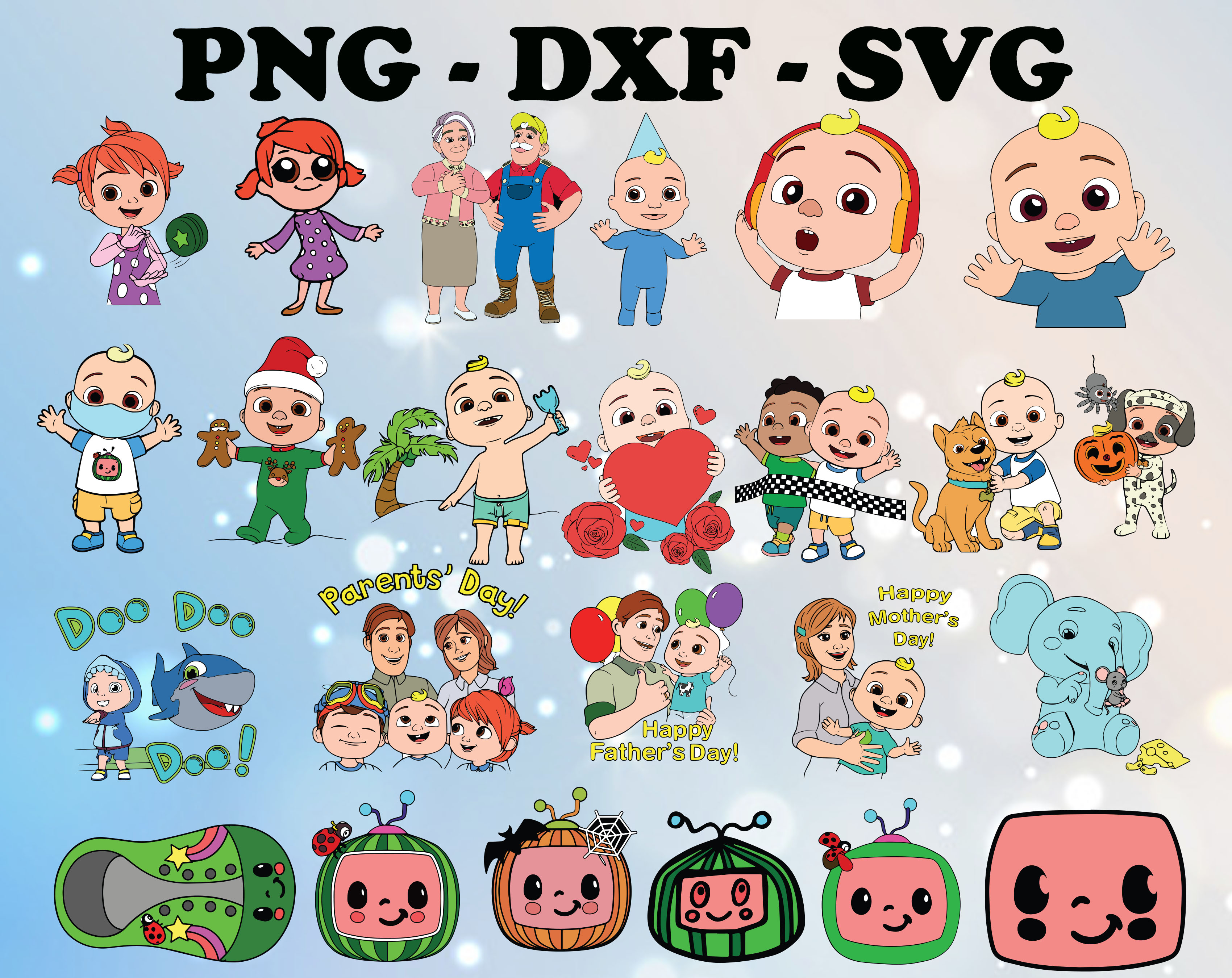 CoComelon SVG, Bundles CoComelon SVG, PNG,DXF, PDF, JPG... | Inspire Uplift