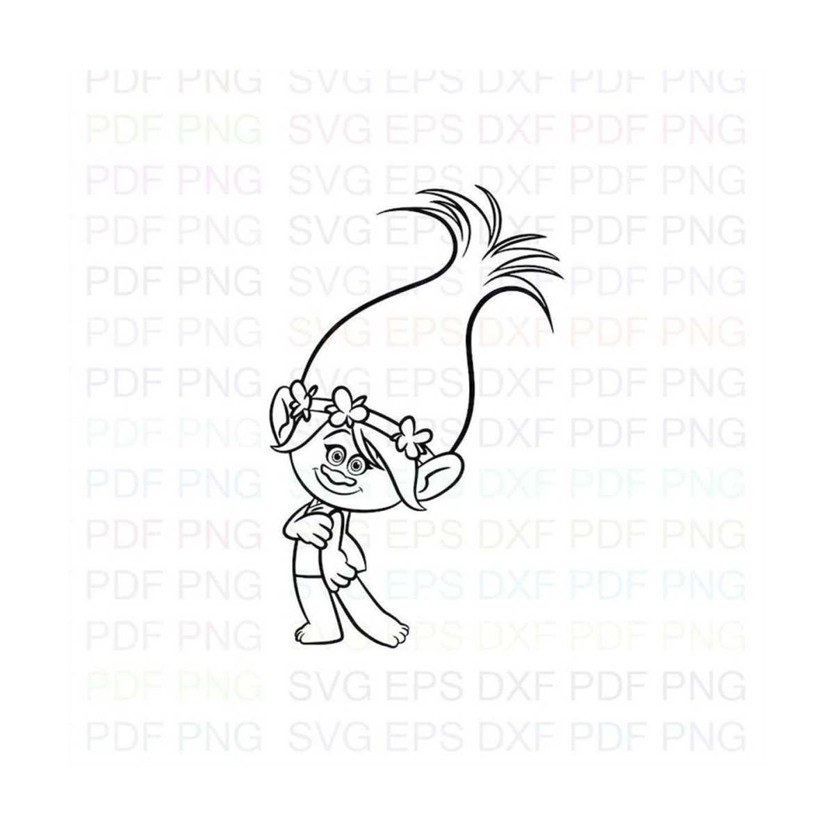 Poppy_Smile_Trolls Outline Svg Dxf Eps Pdf Png, Cricut, Cutt - Inspire ...