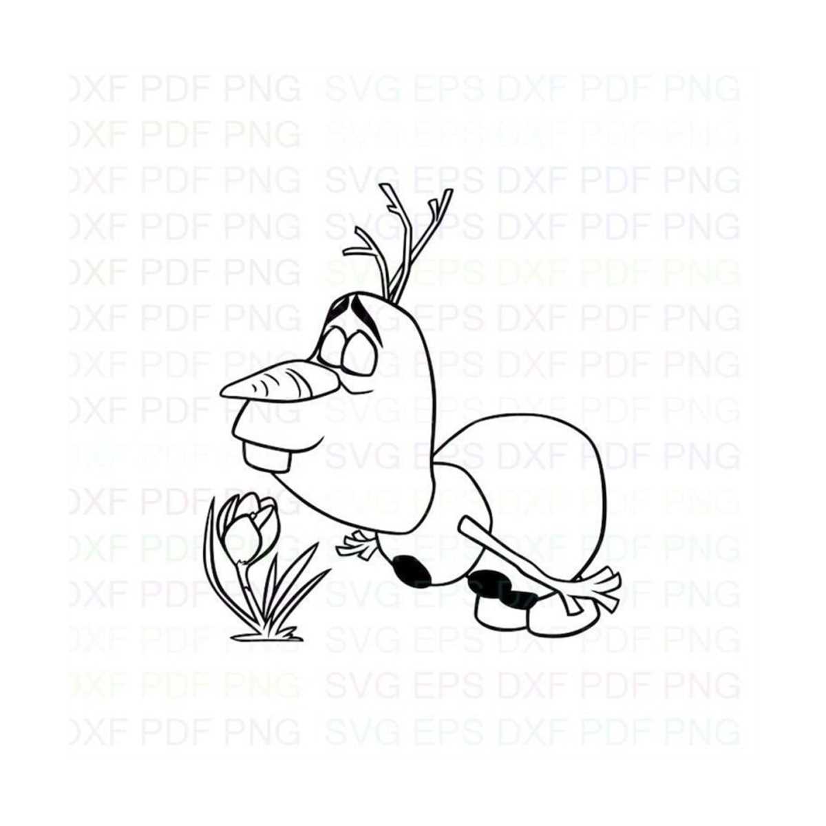 Olaf_flower_Frozen Outline Svg Dxf Eps Pdf Png, Cricut, Cutt | Inspire ...