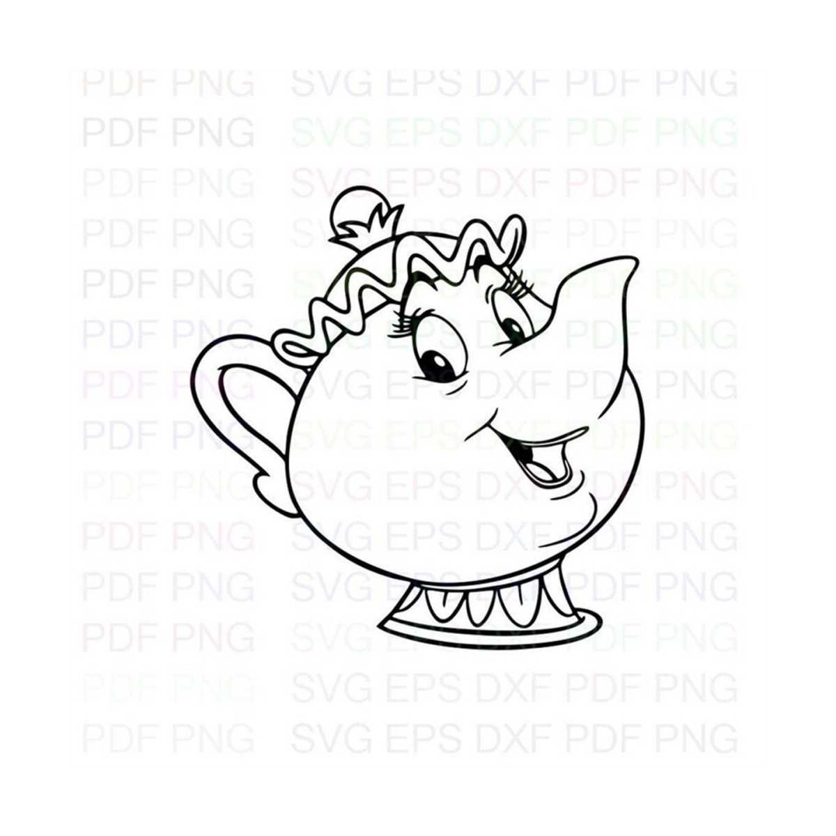 Mrs_Potts_Beauty_and_the_Beast Outline Svg Dxf Eps Pdf Png, | Inspire ...