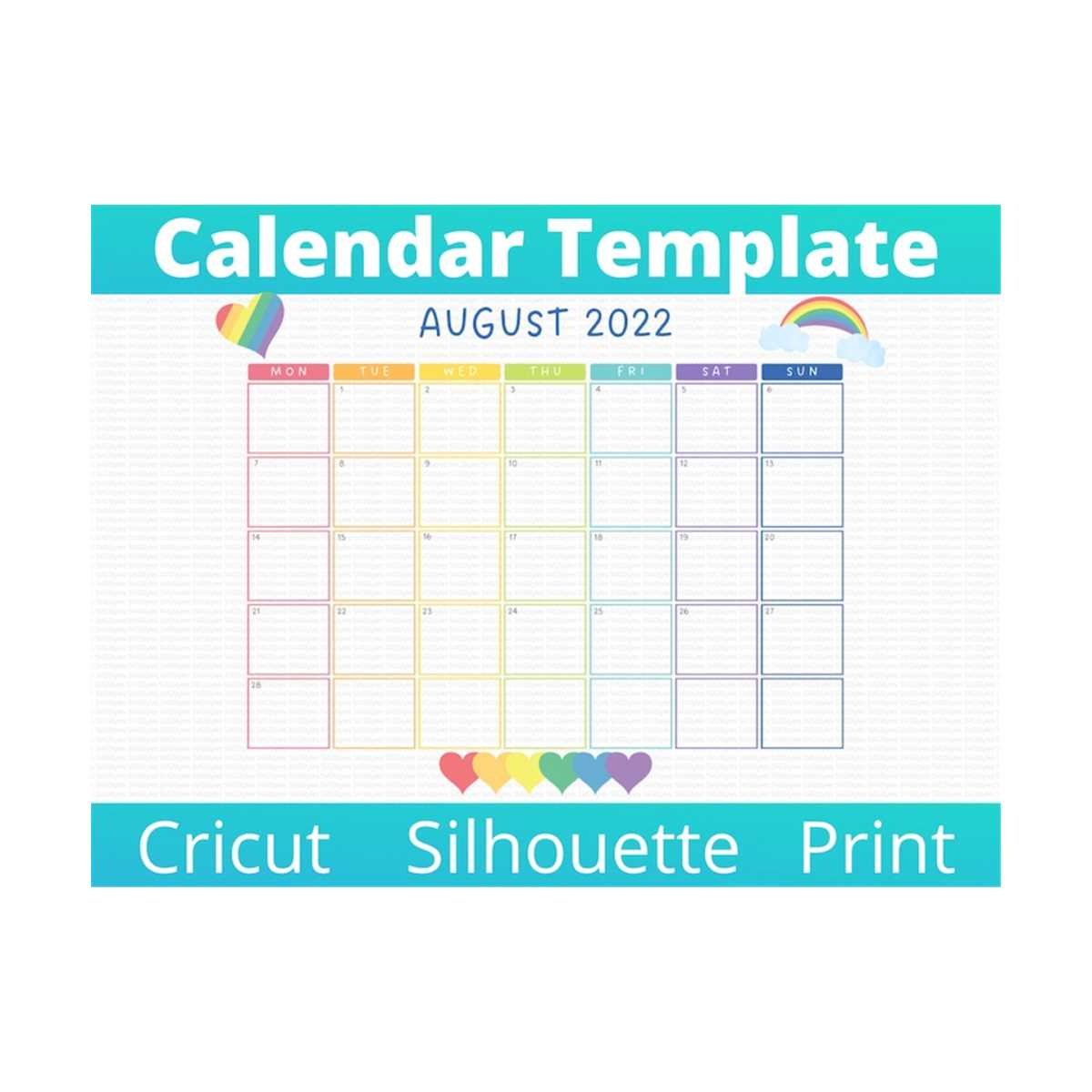 Rainbow Calendar Month Template SVG PNG. Months, years, date | Inspire ...