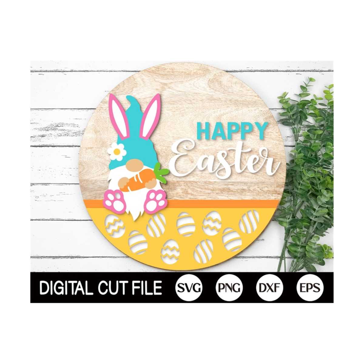 Happy Easter Welcome Sign, Gnome Door Hanger SVG, Easter Sig - Inspire ...