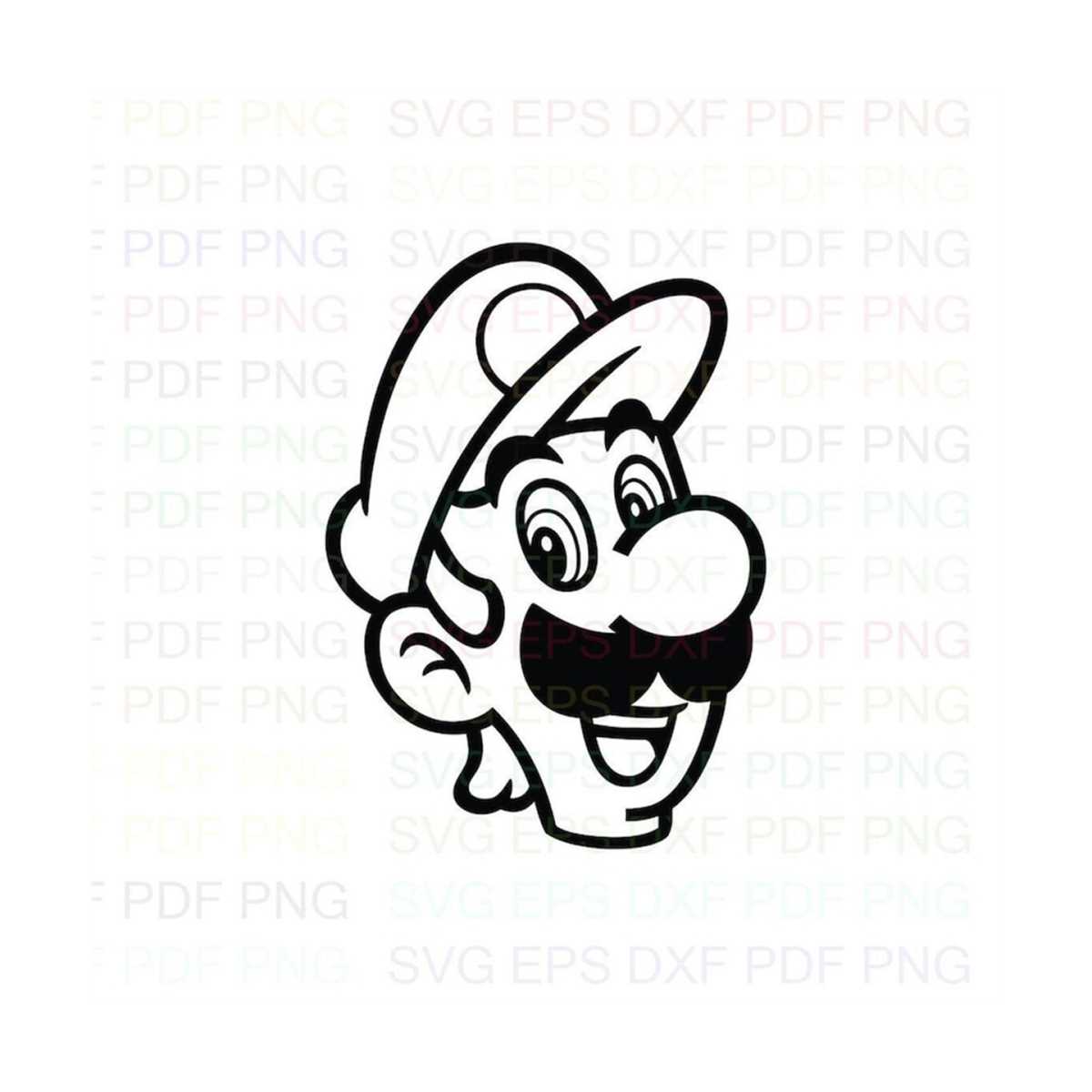 Luigi_Face_Super_Mario_Bros Outline Svg Dxf Eps Pdf Png, Cri | Inspire Uplift