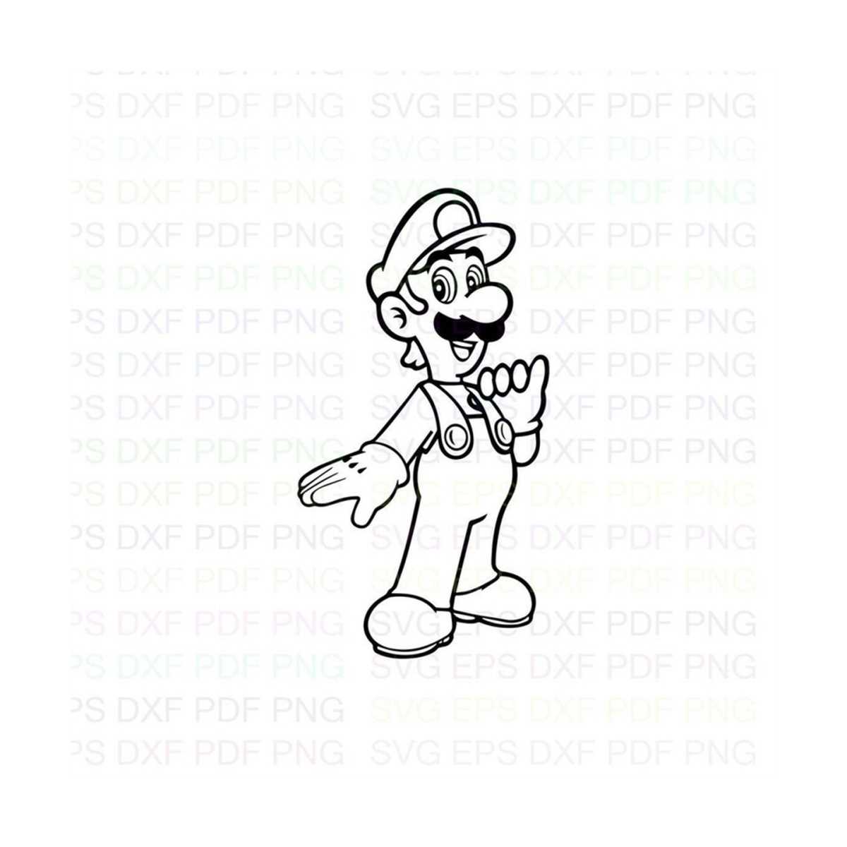 Luigi_Super_Mario Outline Svg Dxf Eps Pdf Png, Cricut, Cutti | Inspire ...