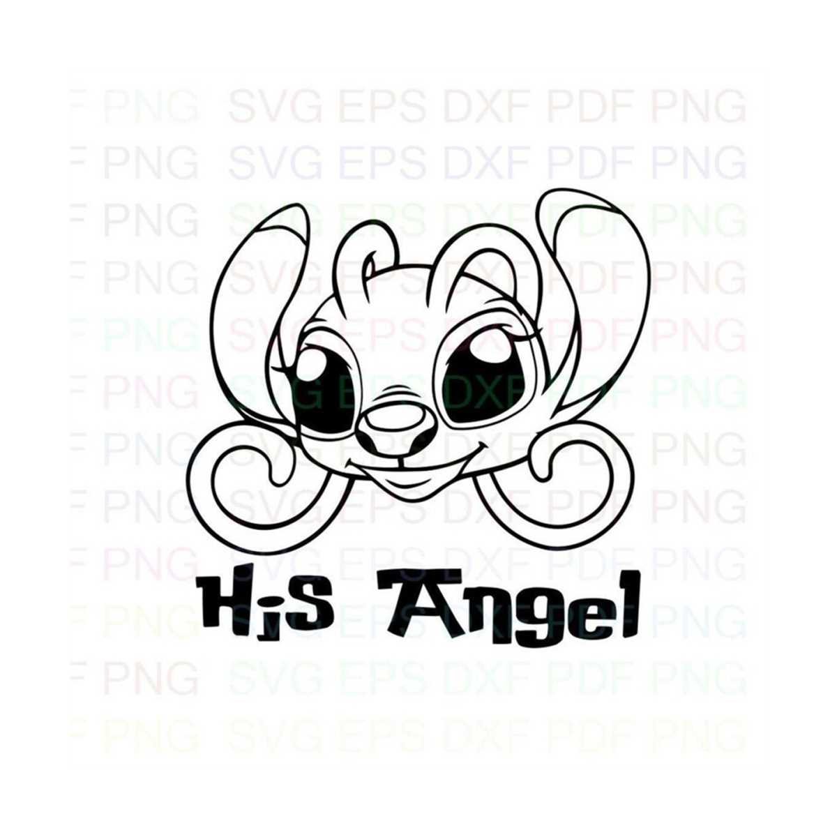 His_Angel_Pink_Lilo_and_Stitch Outline Svg Dxf Eps Pdf Png, - Inspire ...