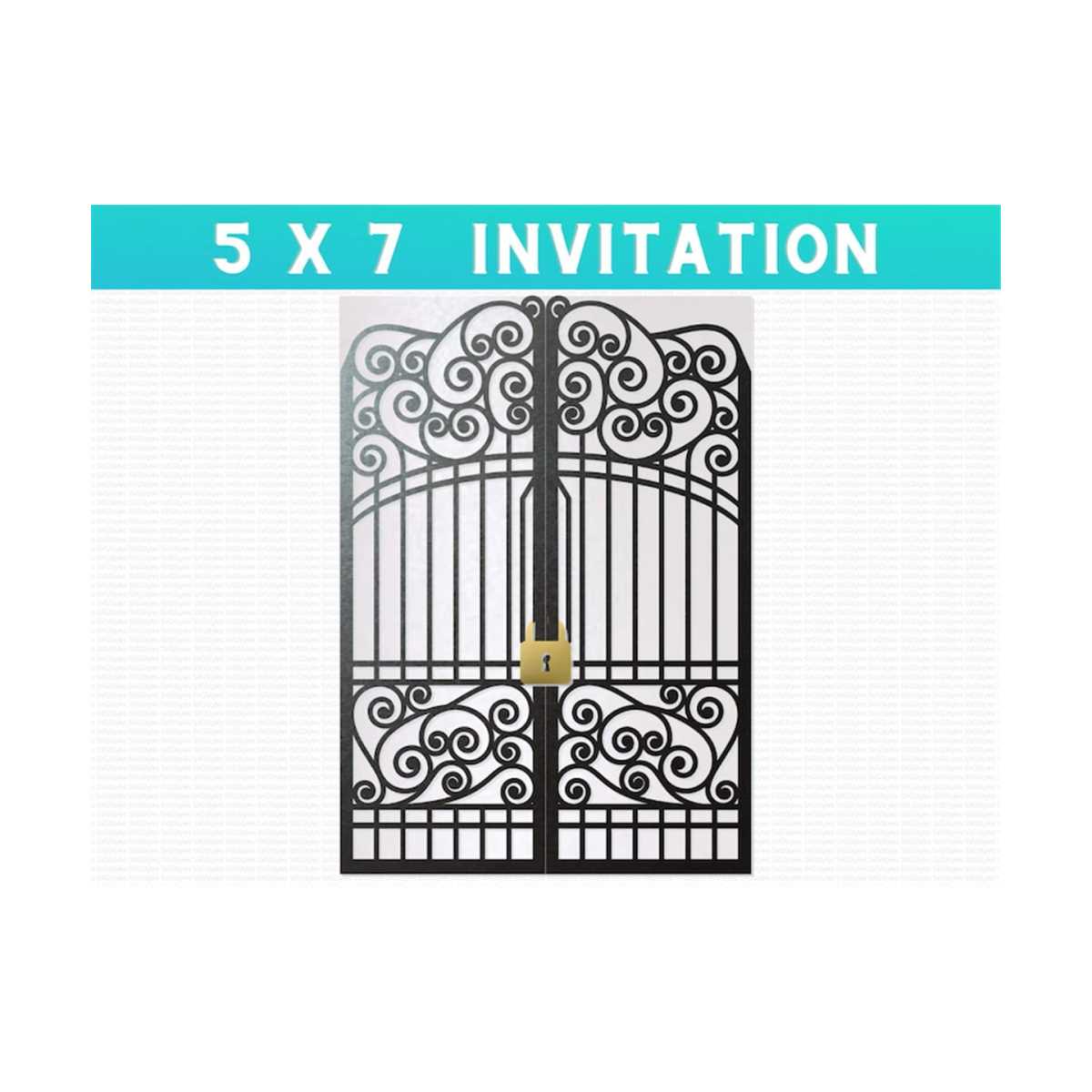 Gate Fold Wedding Invitation SVG Template. Vintage Iron Gate - Inspire ...