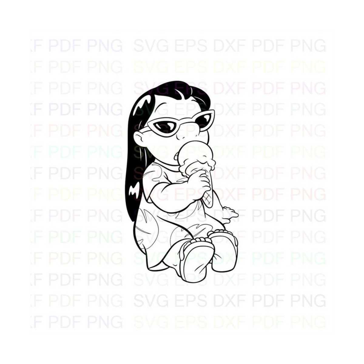 Lilo_Ice_Cream_Lilo_and_Stitch Outline Svg Dxf Eps Pdf Png, | Inspire ...