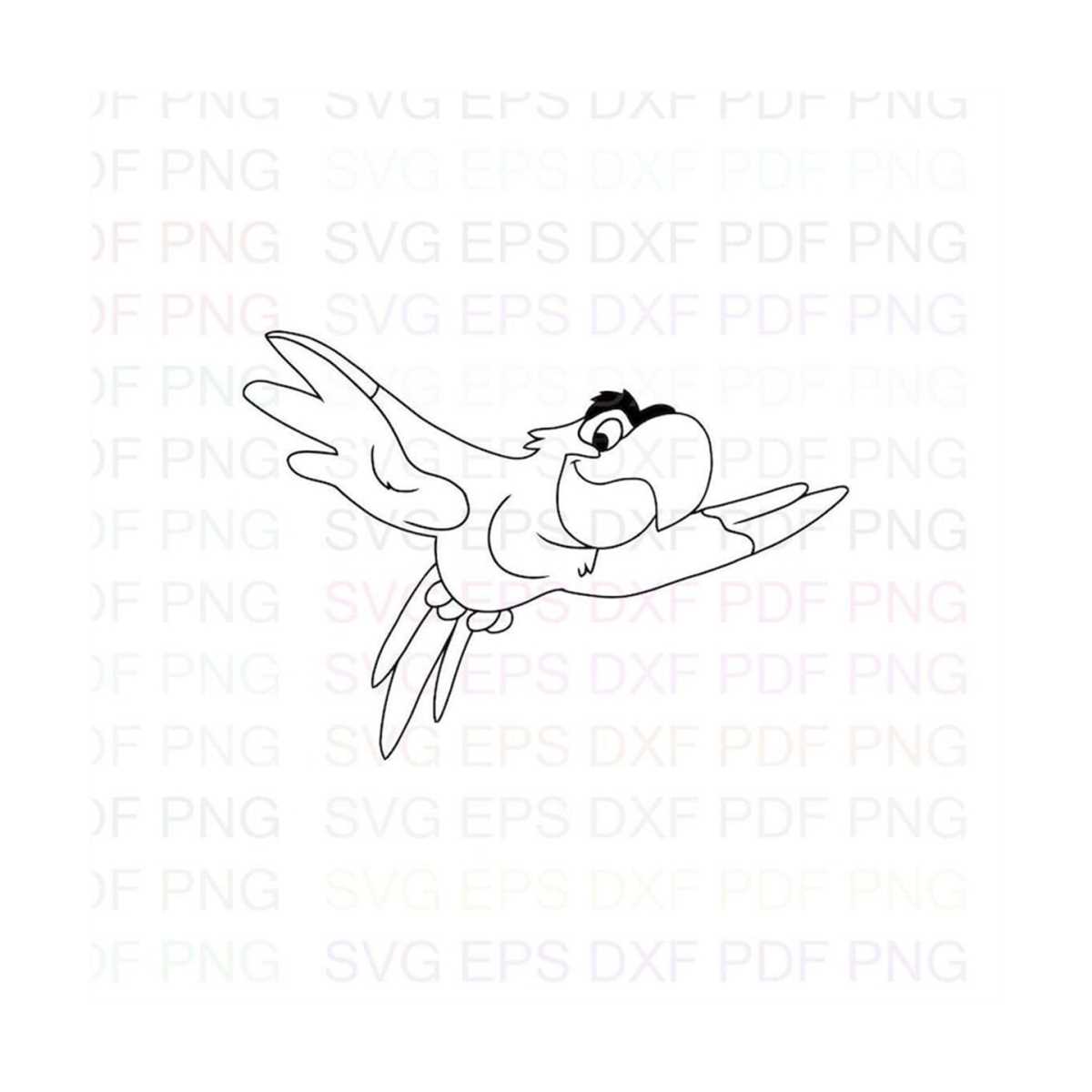 Iago_Flying_Aladdin Outline Svg Dxf Eps Pdf Png, Cricut, Cut | Inspire ...