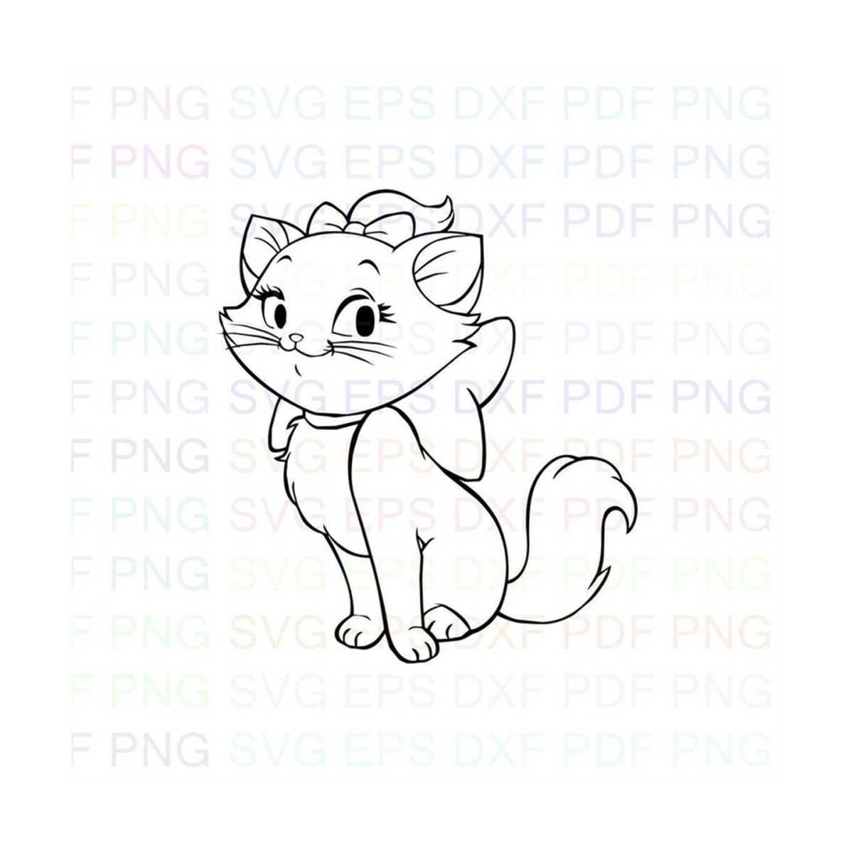 Marie_the_white_kitten_The_Aristocats_5 Outline Svg Dxf Eps | Inspire ...