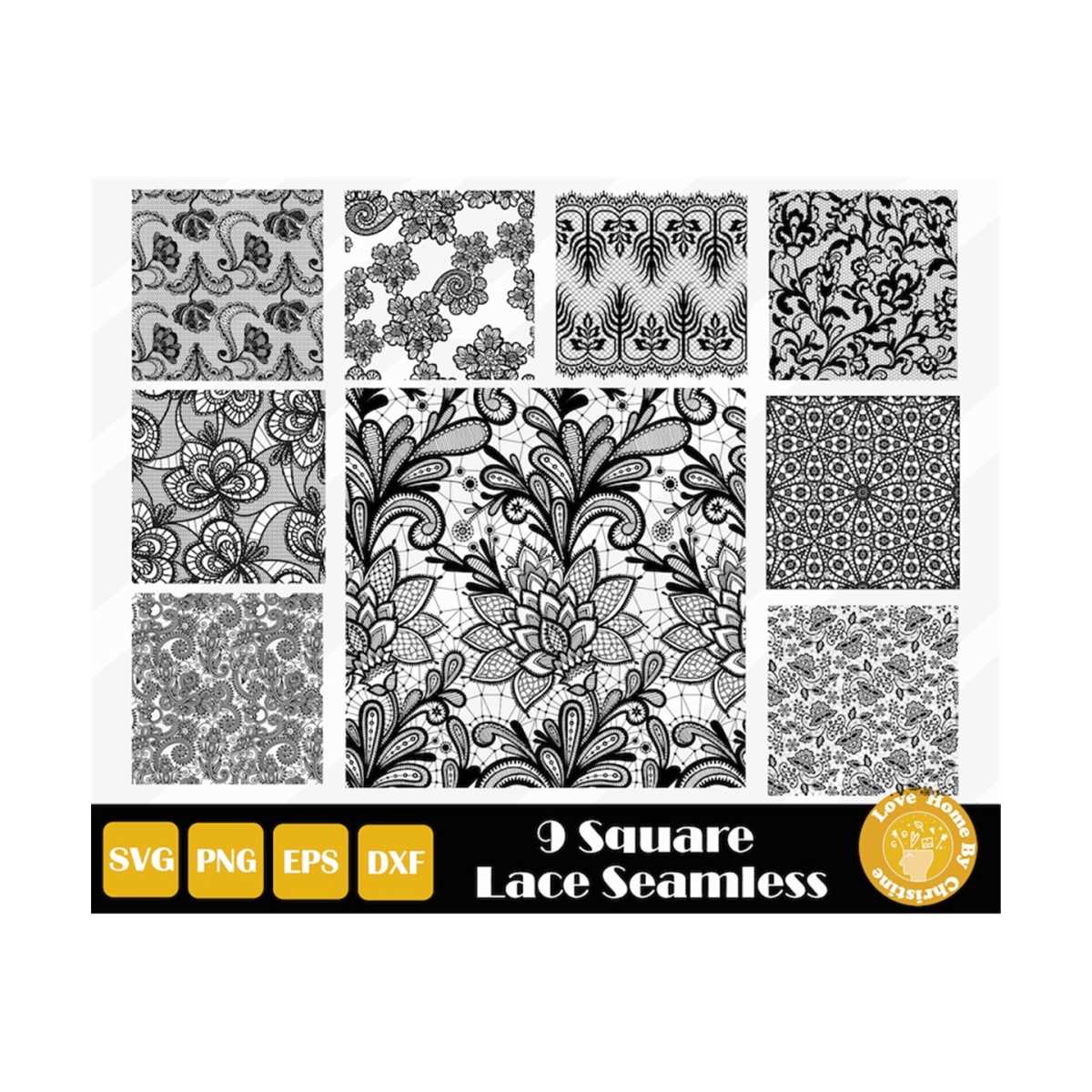 9 Square Lace Seamless Svg, Floral Lace Svg, Scrapbook Paper | Inspire ...