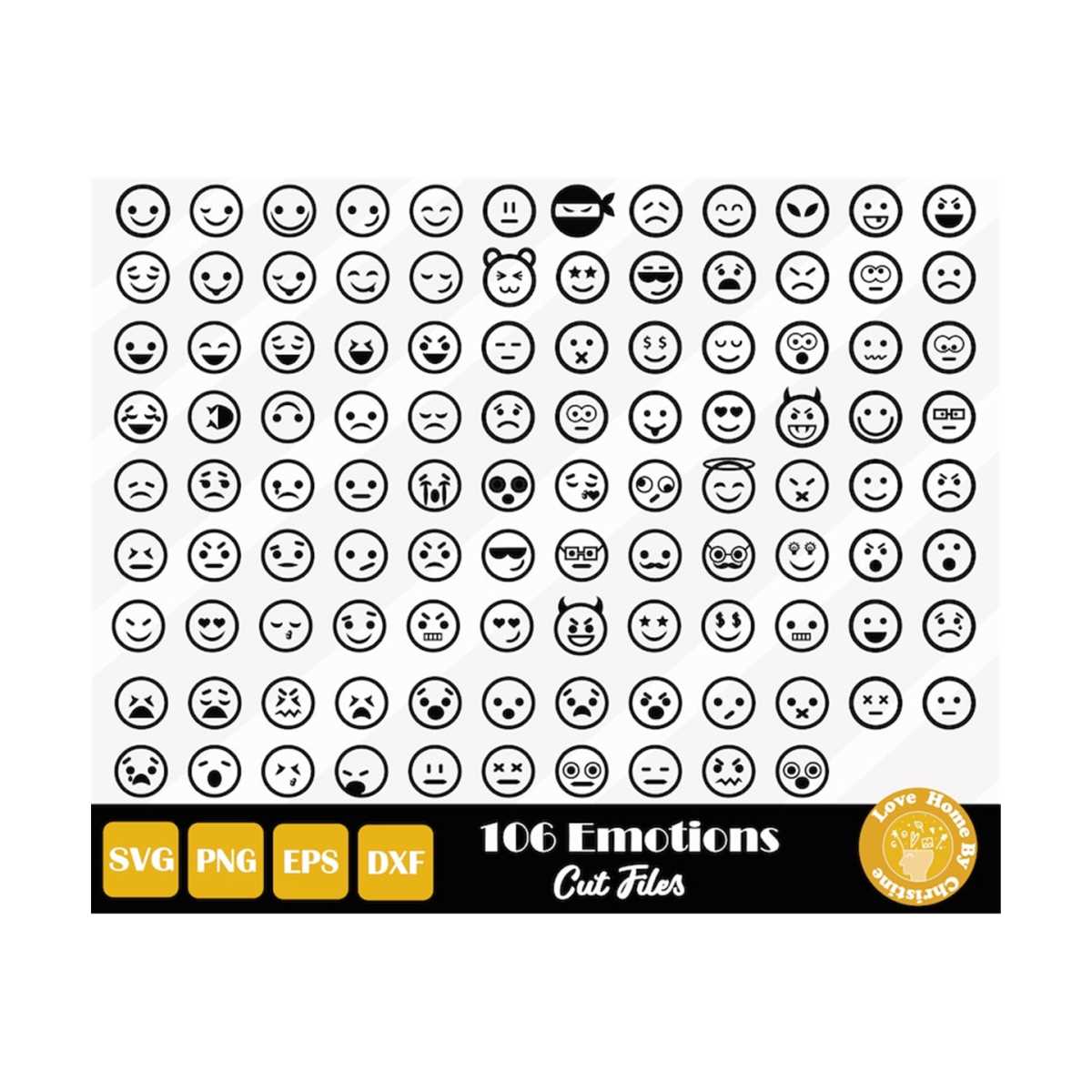 106 Emoji Faces SVG, Emoji Cut Files for Cricut Silhouette F | Inspire ...