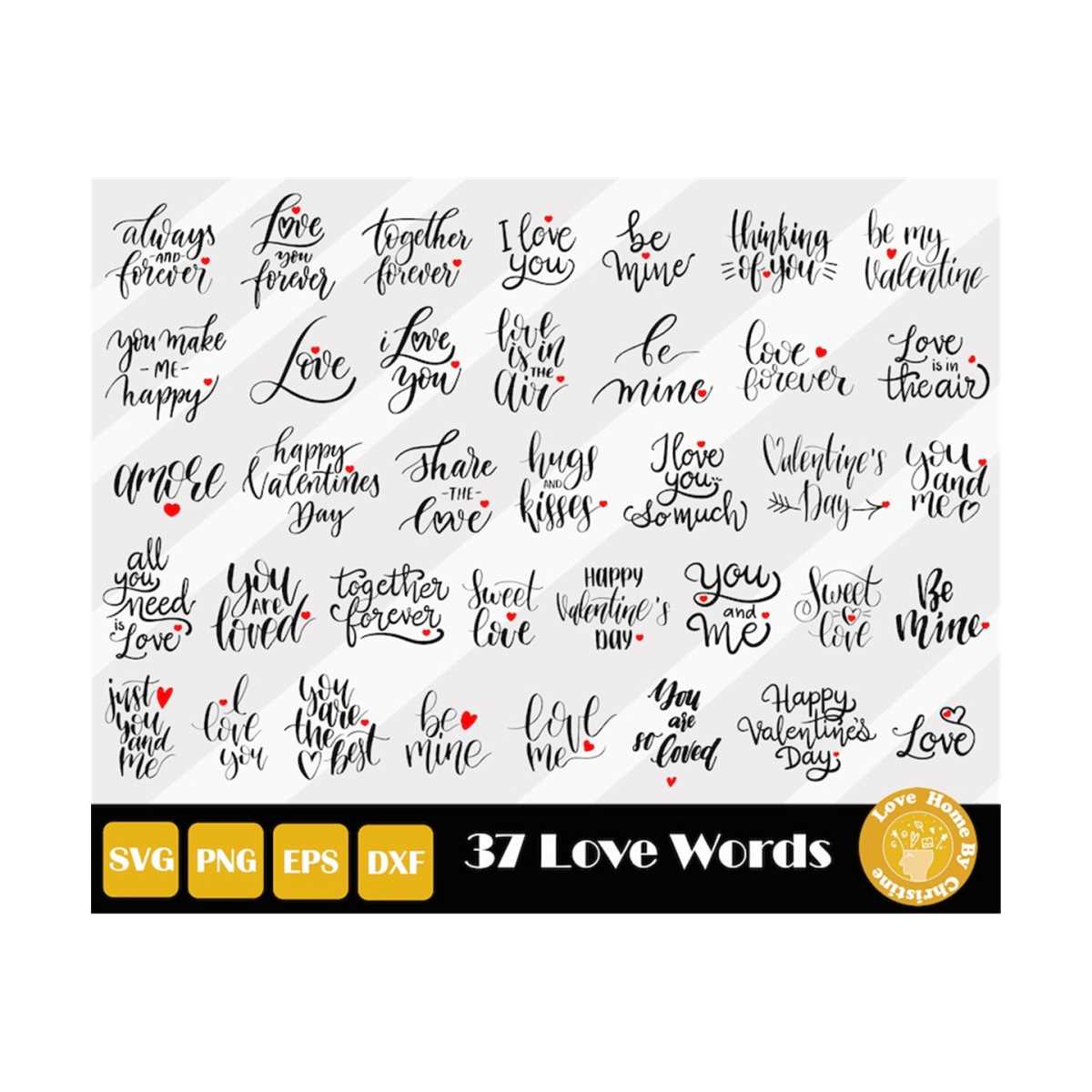37 Love Word Cut File, Valentines Svg, Love Clipart, Love Si | Inspire ...