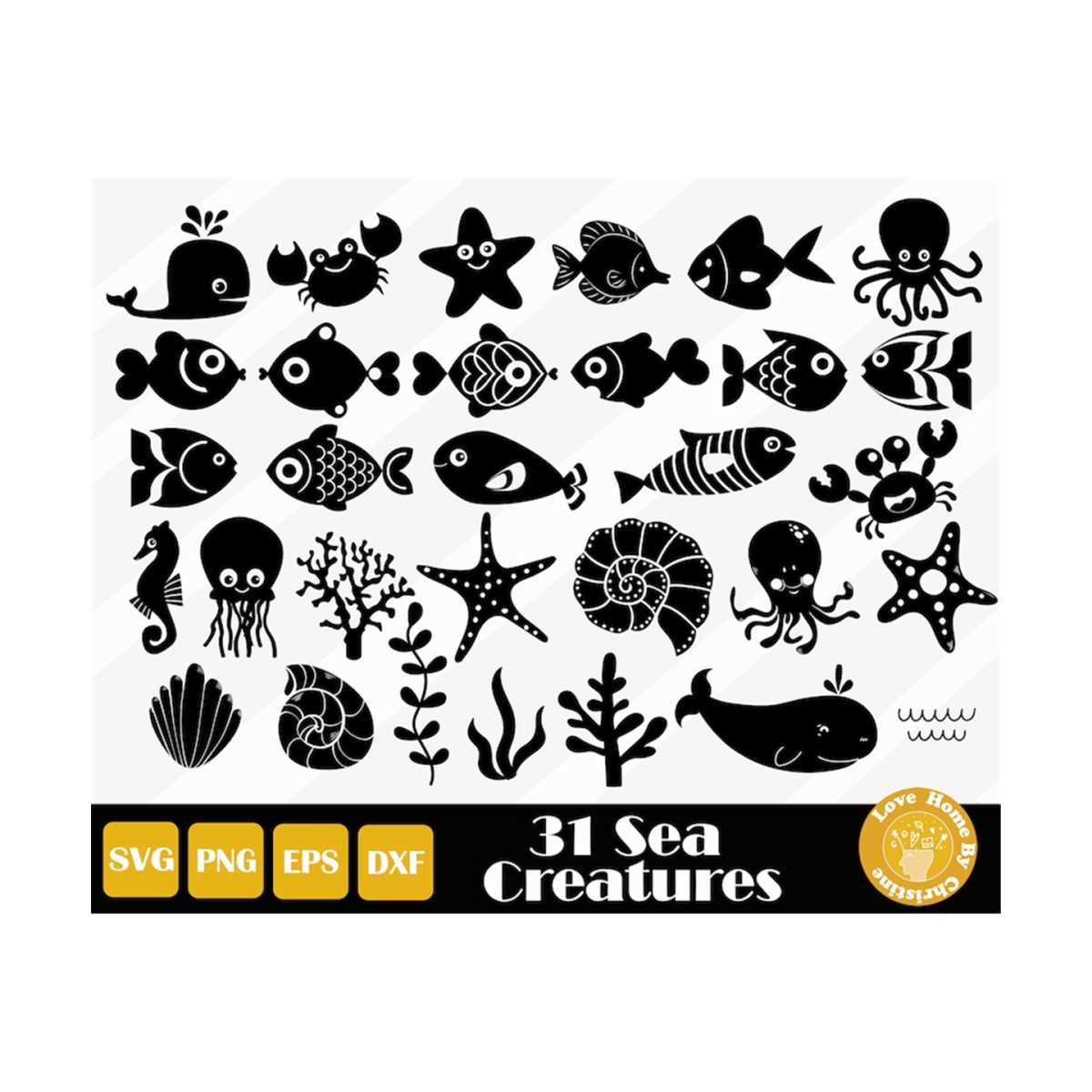 31 Sea animal Svg, Sea Creatures Svg, Ocean life SVG PNG EPS - Inspire ...