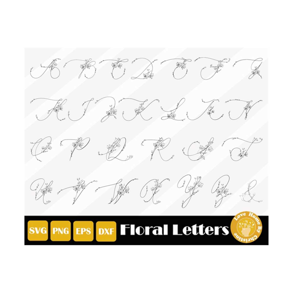 Floral Letter Svg, Alphabet Svg, Floral Alphabet, Floral Fon | Inspire ...
